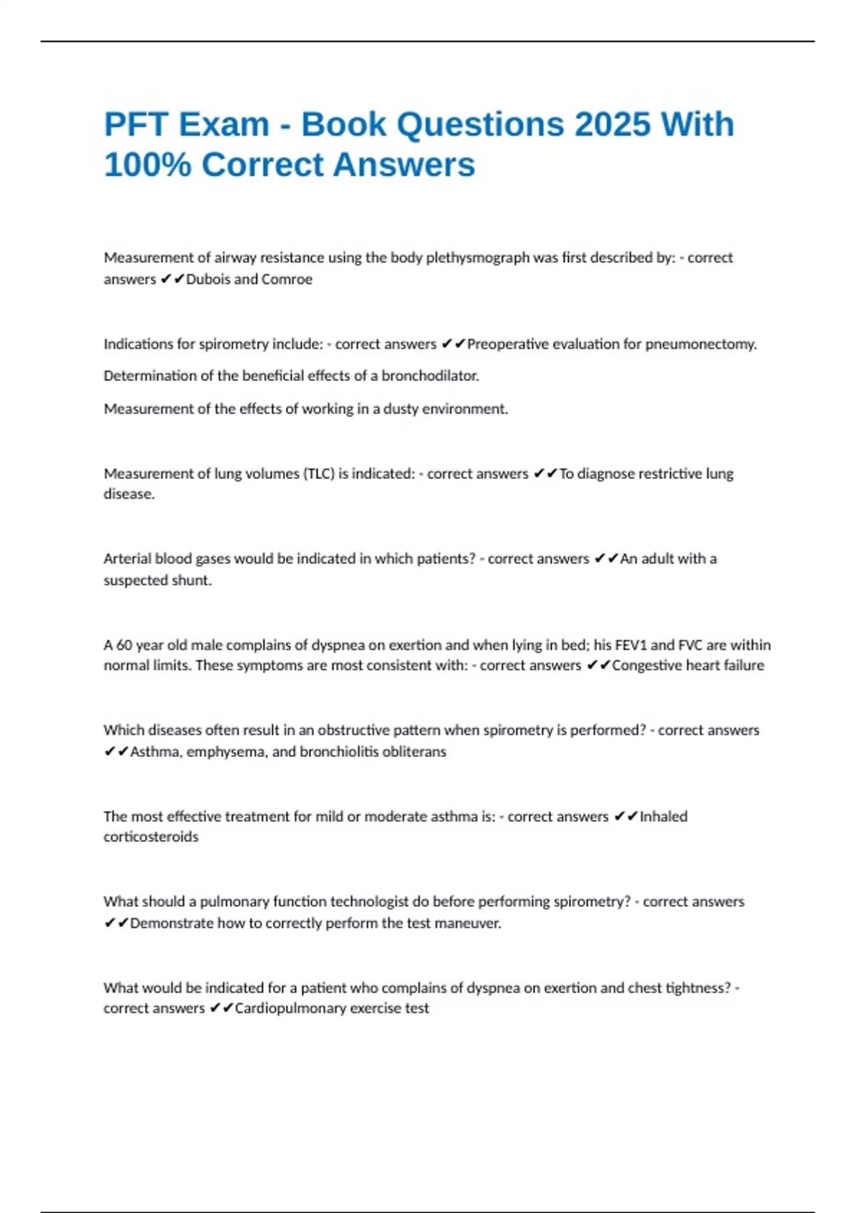 PFT Exam - Book Questions 2025 With 100% Correct Answers - PFT E ...