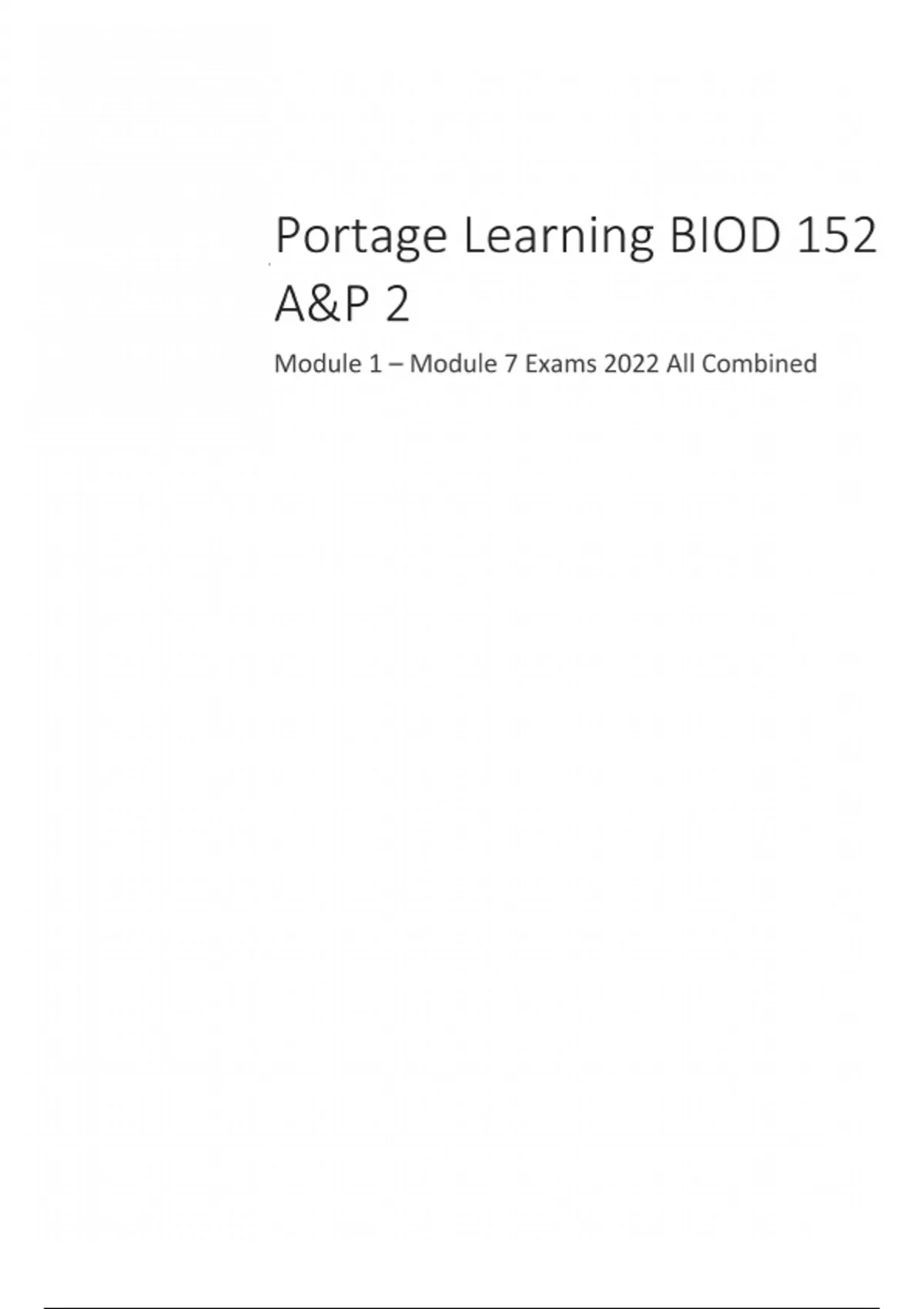 PORTAGE LEARNING AP2 BIOD 152 MODULE 1 – 7 EXAMS All in One Questions ...