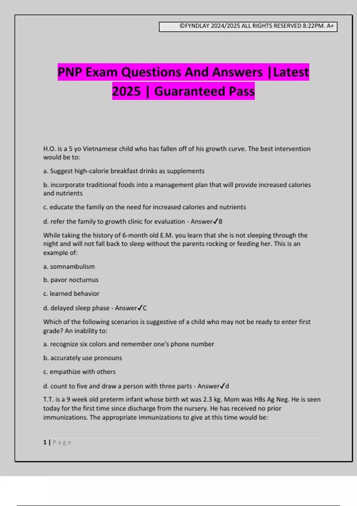 PNP Exam Questions And Answers |Latest 2025 | Guaranteed Pass - PNP ...