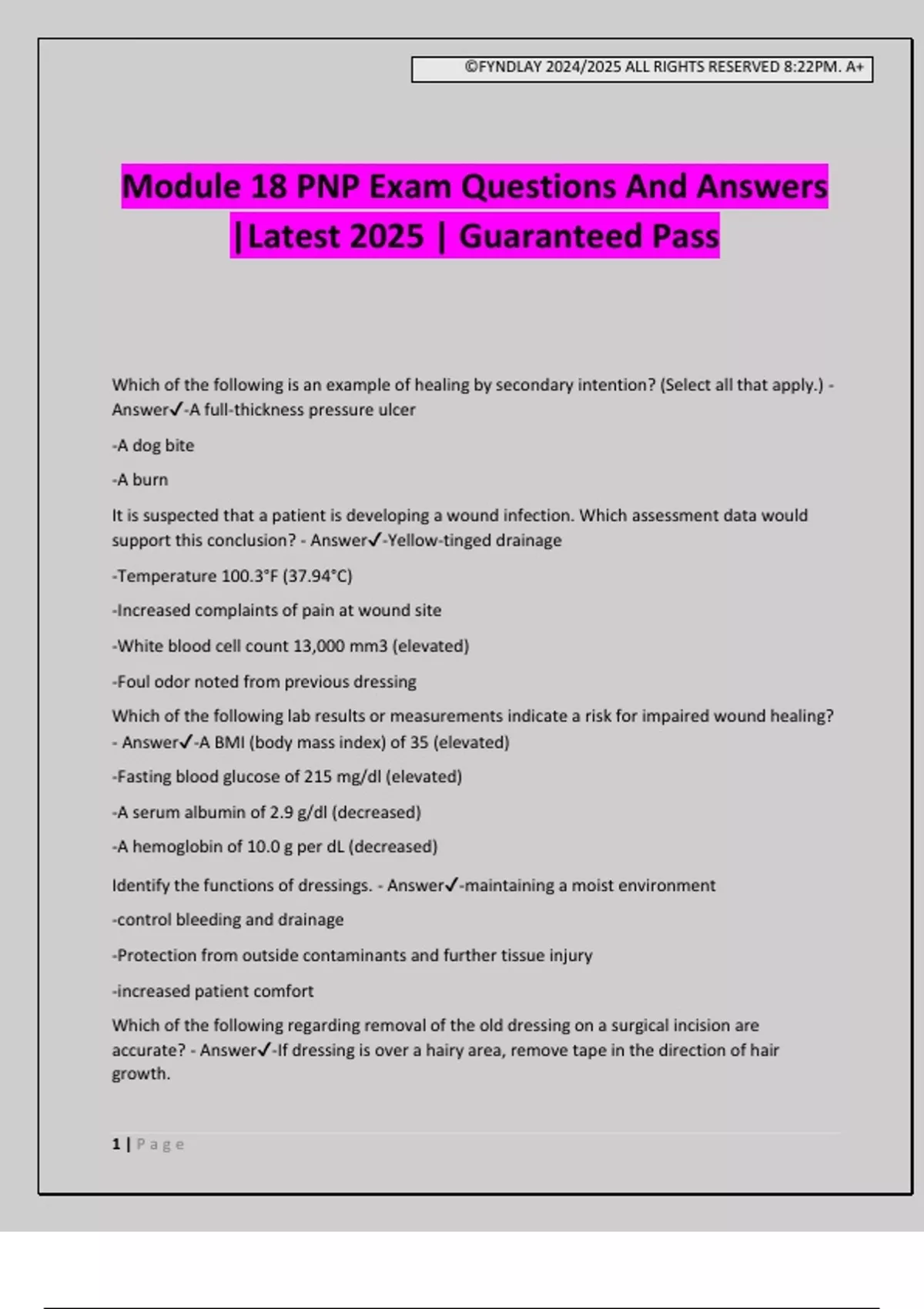 Module 18 PNP Exam Questions And Answers |Latest 2025 | Guaranteed Pass ...