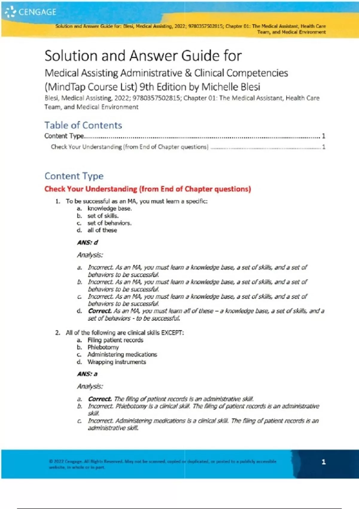 Solution manual for medical assisting administrative clinical competencies mindtap course list ...