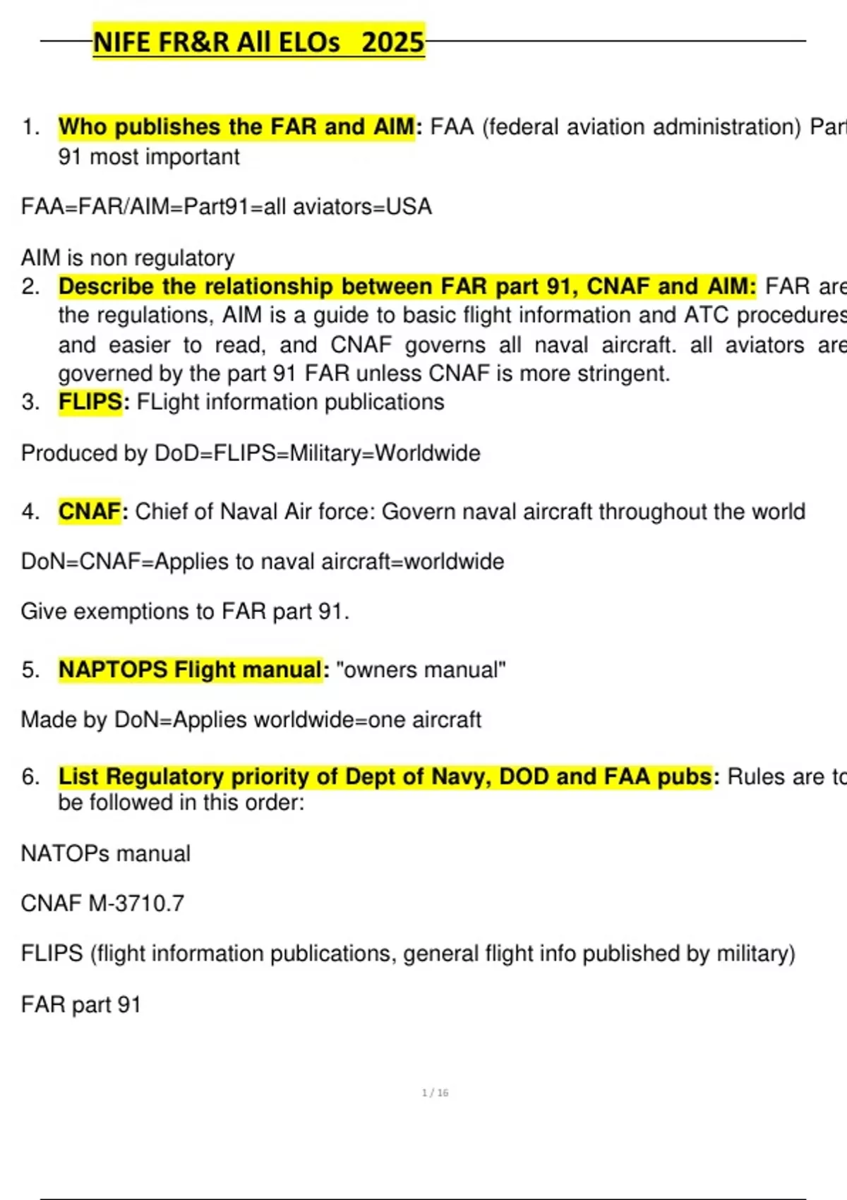 NIFE FR&R All ELOs 2025 exam verified questions and answers guaranteed ...