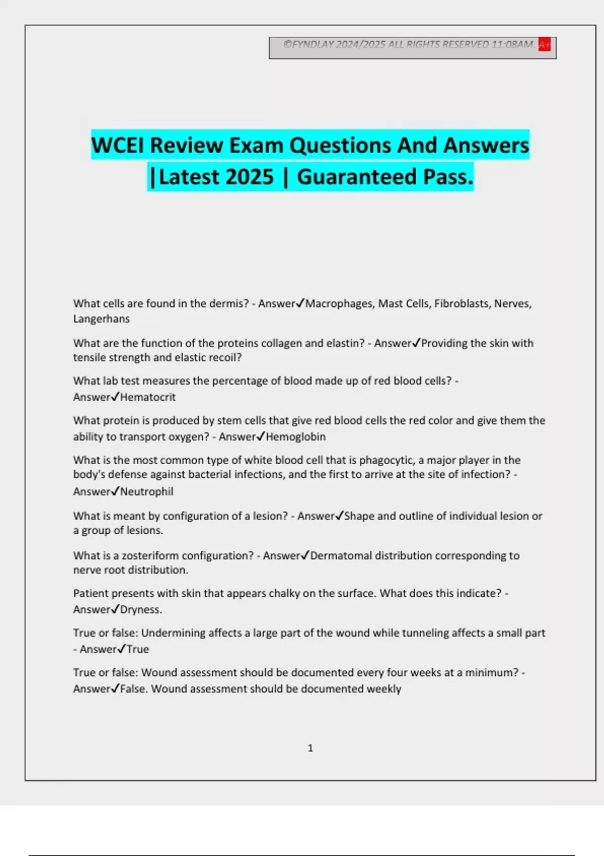 WCEI Review Exam Questions And Answers |Latest 2025 | Guaranteed Pass ...