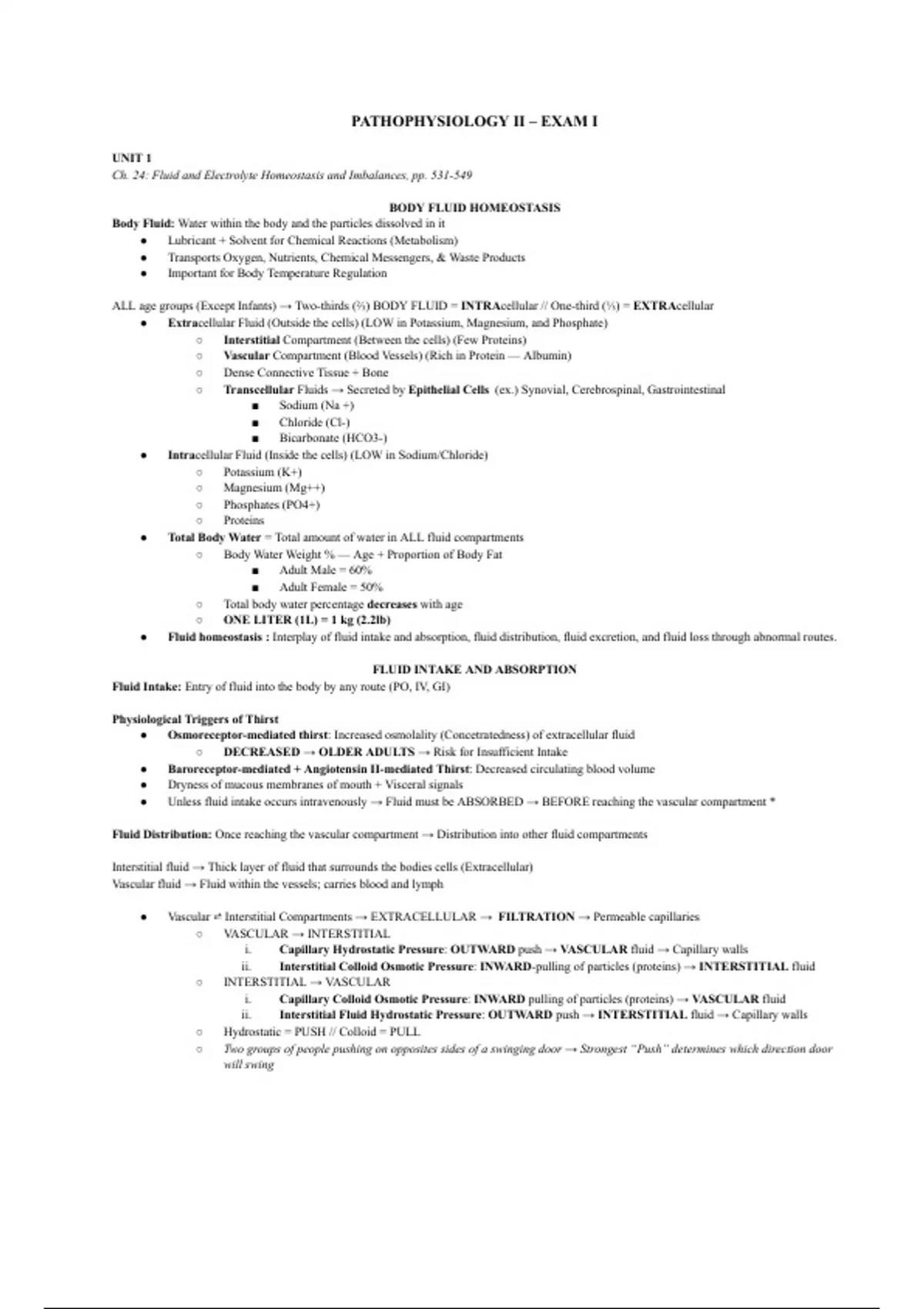 Summary NSG 3850 - Galen College of Nursing - Pathophysiology II Study Guide (Exam 1: Unit 1 ...