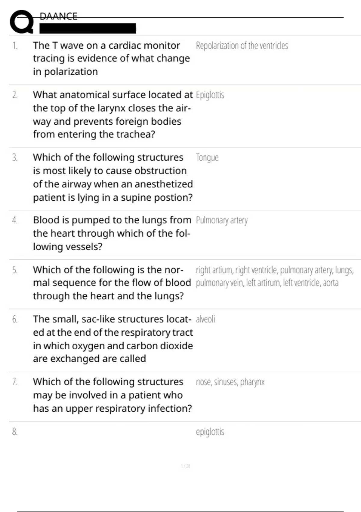 DAANCE (2025) comprehensive questions and verified answers ( detailed ...