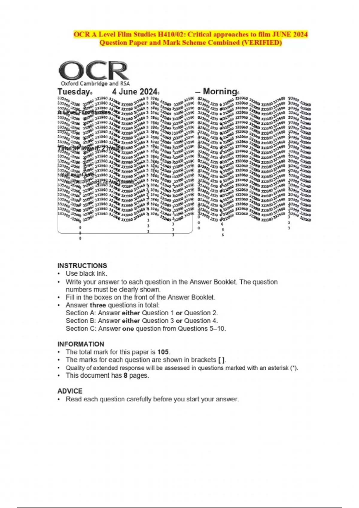 2024 OCR A Level Film Studies H410/02: Critical approaches to film JUNE ...