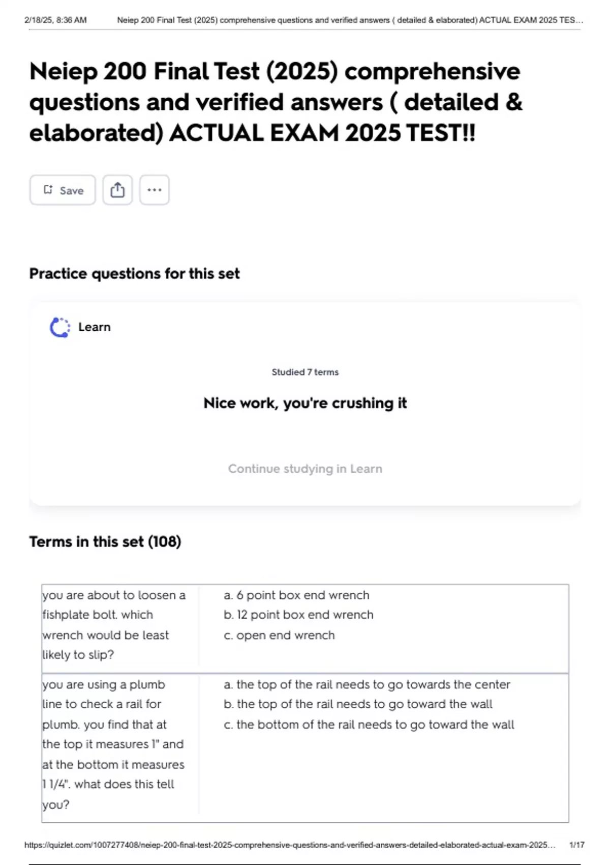 Neiep 200 Final Test (2025) comprehensive questions and verified ...
