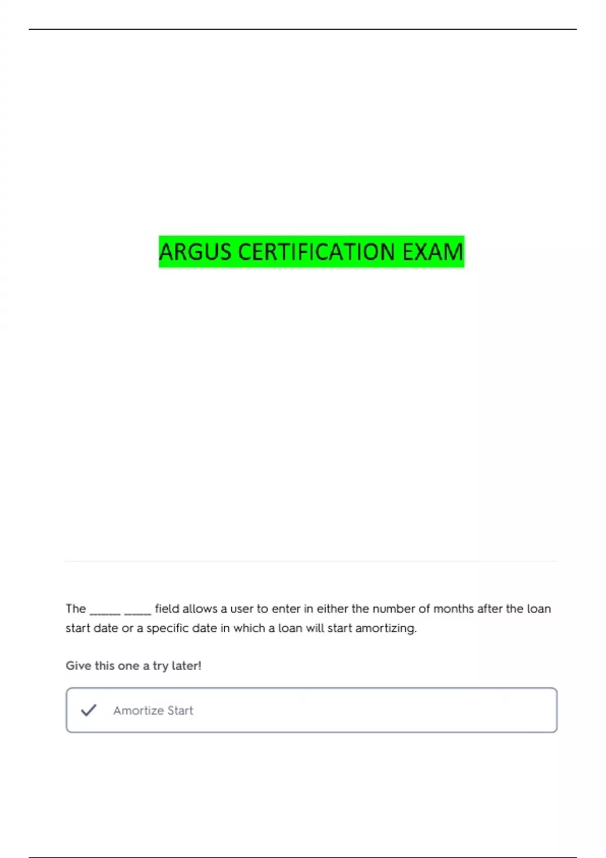 ARGUS CERTIFICATION REVIEW QUESTIONS WITH COMPLETE ANSWERS - ARGUS - Stuvia US