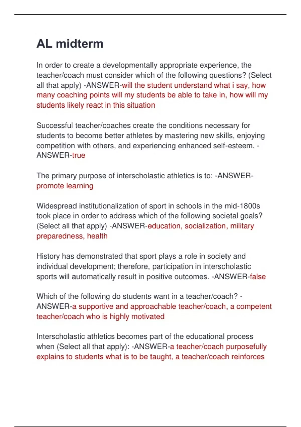 AL midterm Exam 2025 Questions and Correct Answers Rated A+ - AL midterm Exam 2025 Questions and ...