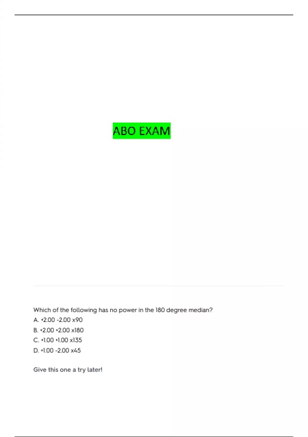 ABO EXAM PRE-TEST QUESTIONS WITH COMPLETE ANSWERS - ABO - Stuvia US