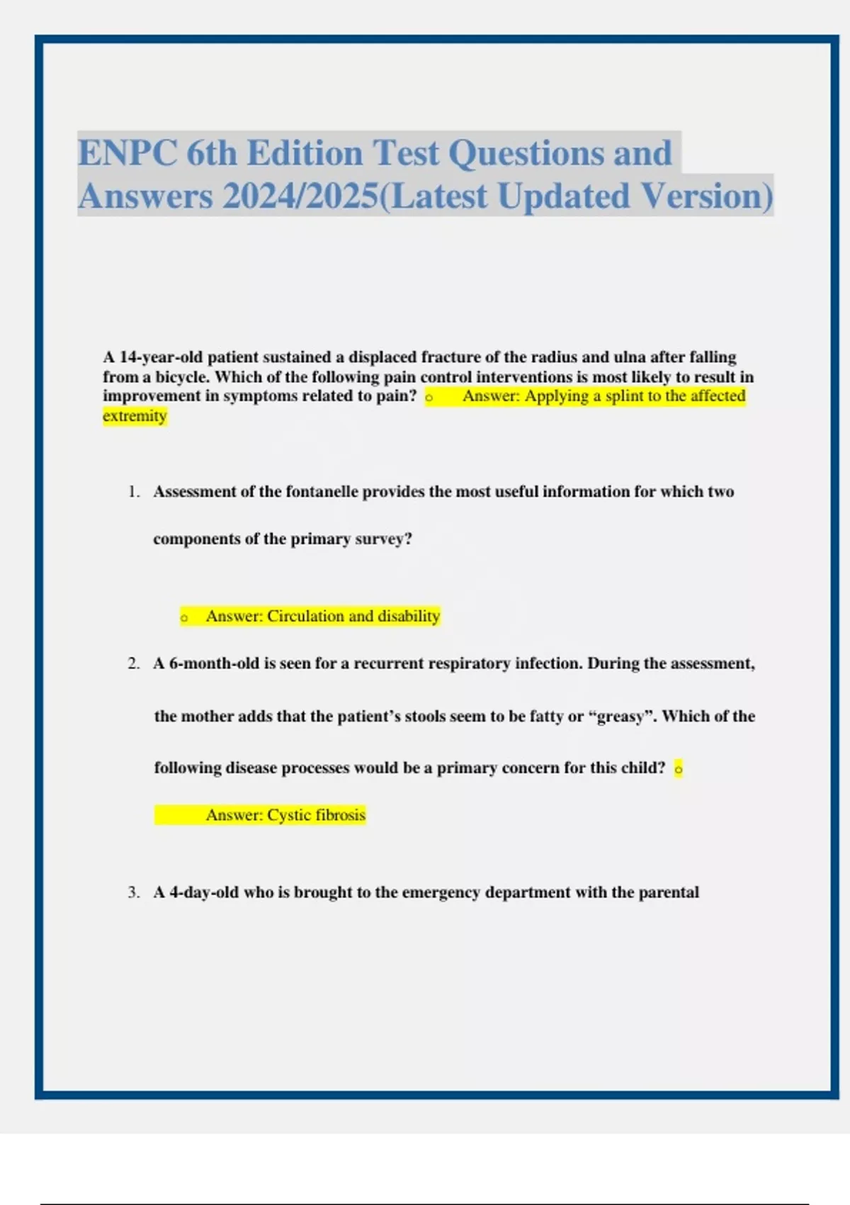 ENPC 6th Edition Test Questions & Answers 2024/2025 (LATEST UPDATED ...