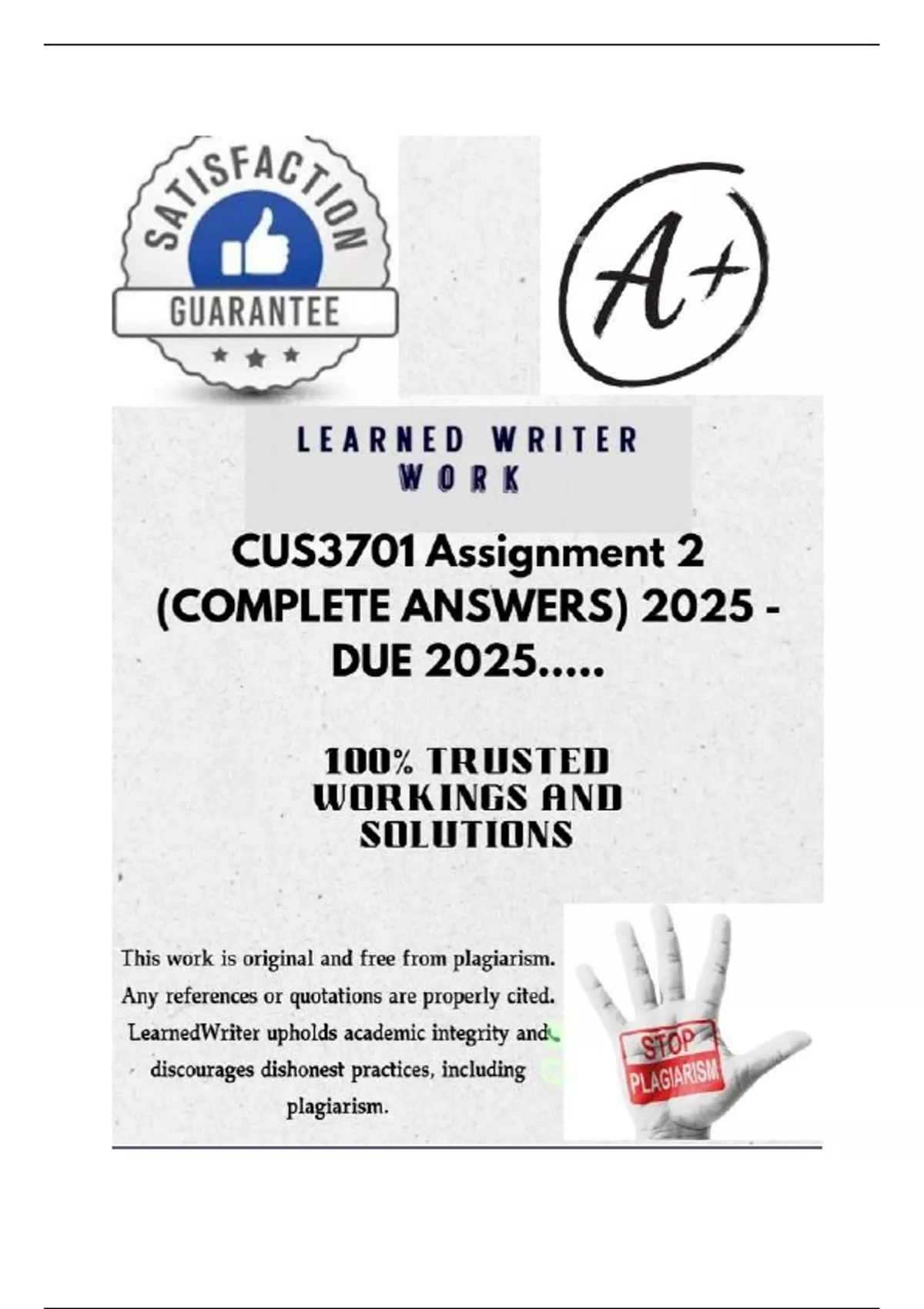 CUS3701 Assignment 2 (COMPLETE ANSWERS) 2025 - DUE 2025; 100% TRUSTED ...
