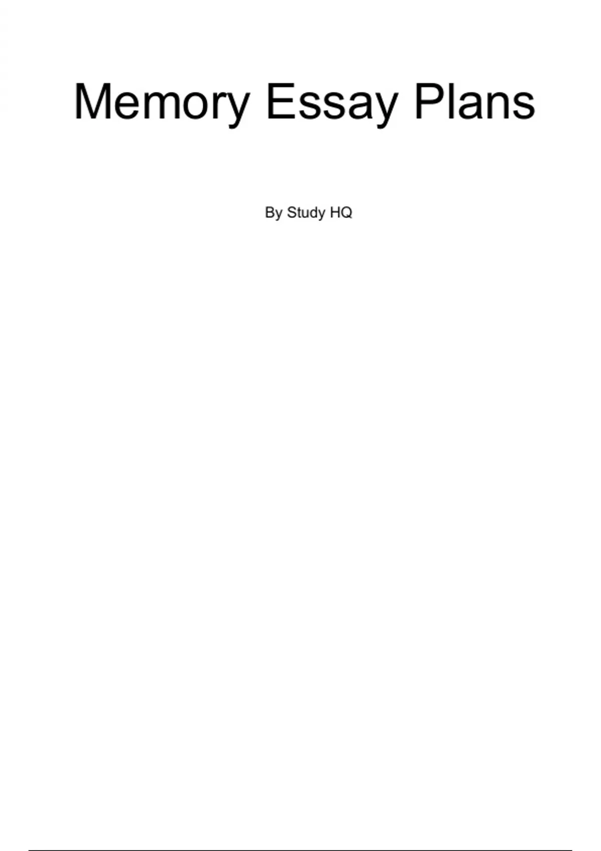 A* AQA A level Psychology Memory Essay Plans - Memory - Stuvia UK