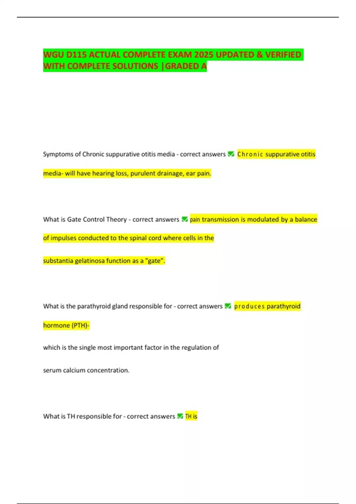 WGU D115 ACTUAL COMPLETE EXAM 2025 UPDATED & VERIFIED WITH COMPLETE ...