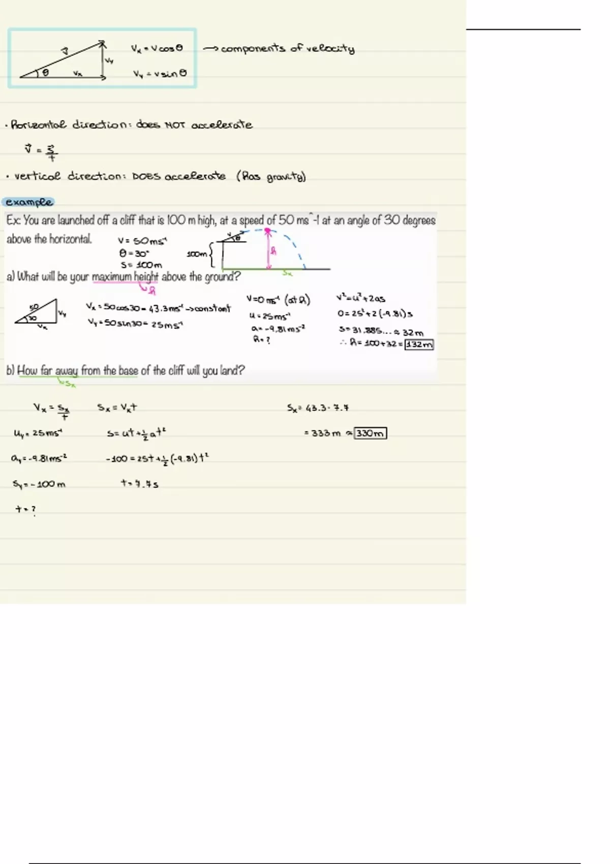 projectile motion - Earth and Environmental Science and Physics - Stuvia US