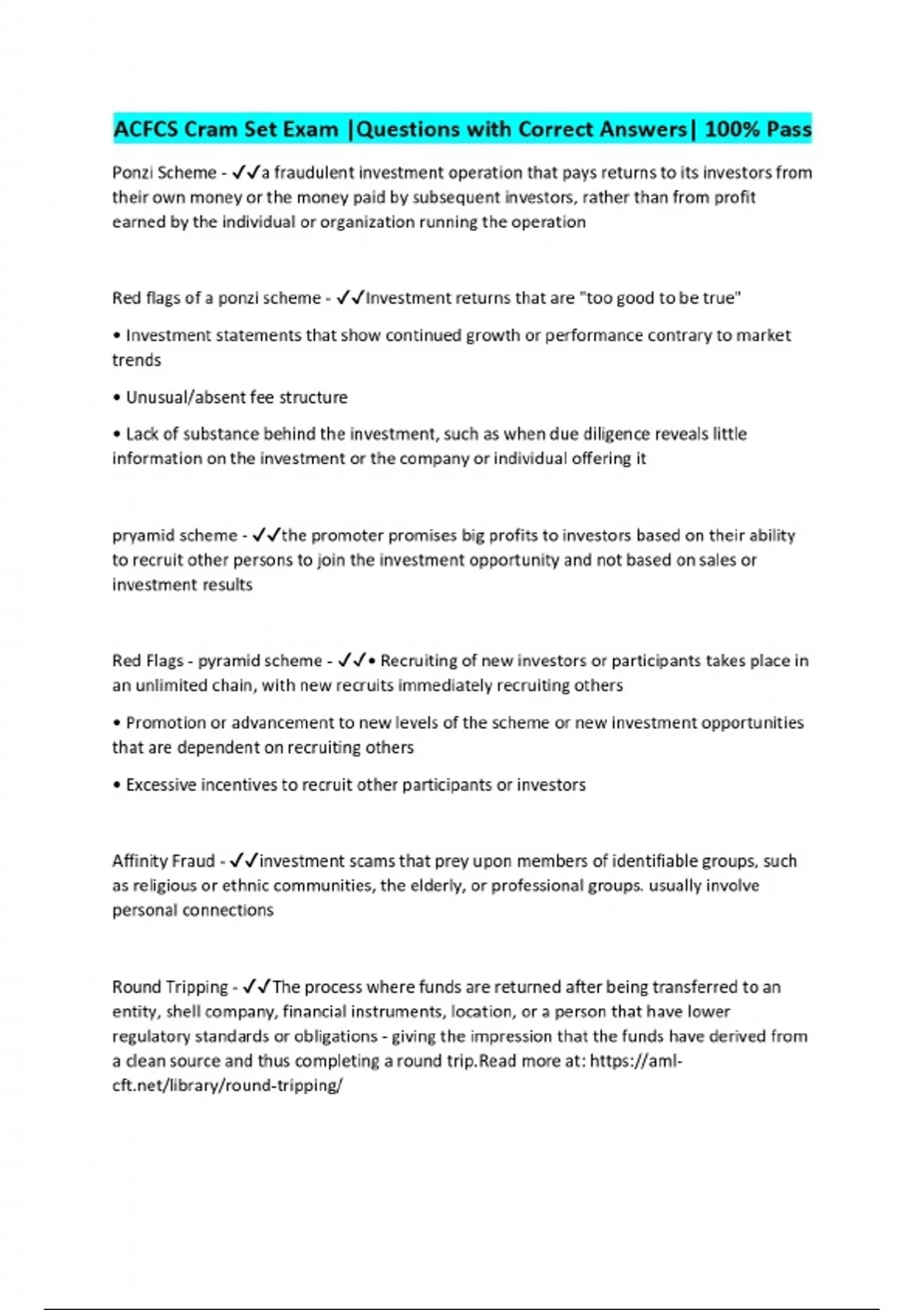 ACFCS Cram Set Exam |Questions with Correct Answers| 100% Pass - ACFCS ...