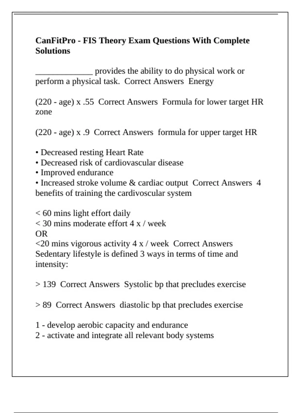 CanFitPro - FIS Theory Exam Questions With Complete Solutions - CanfitPro - Stuvia US