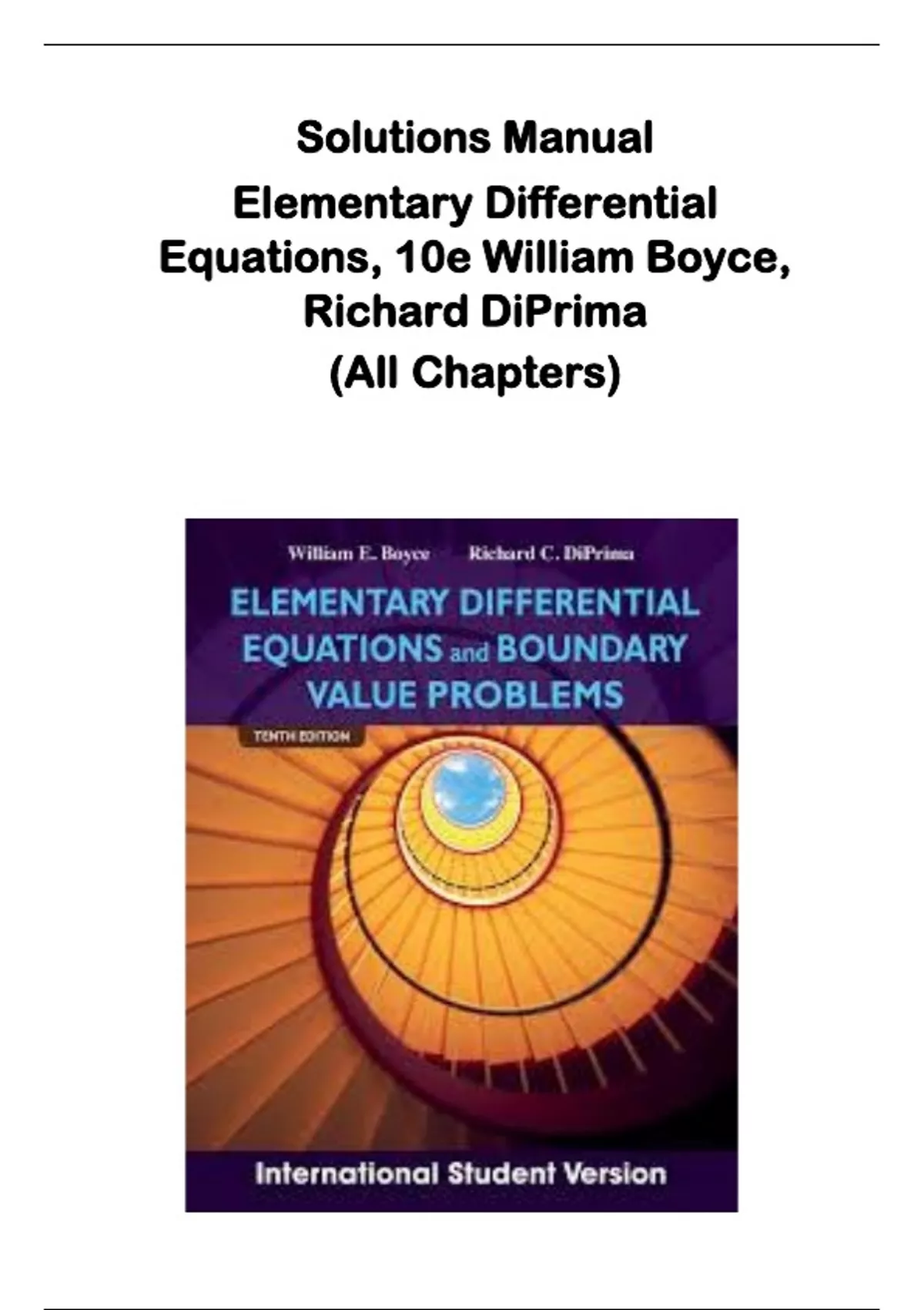 Solutions Manual for Elementary Differential Equations, 10e William ...