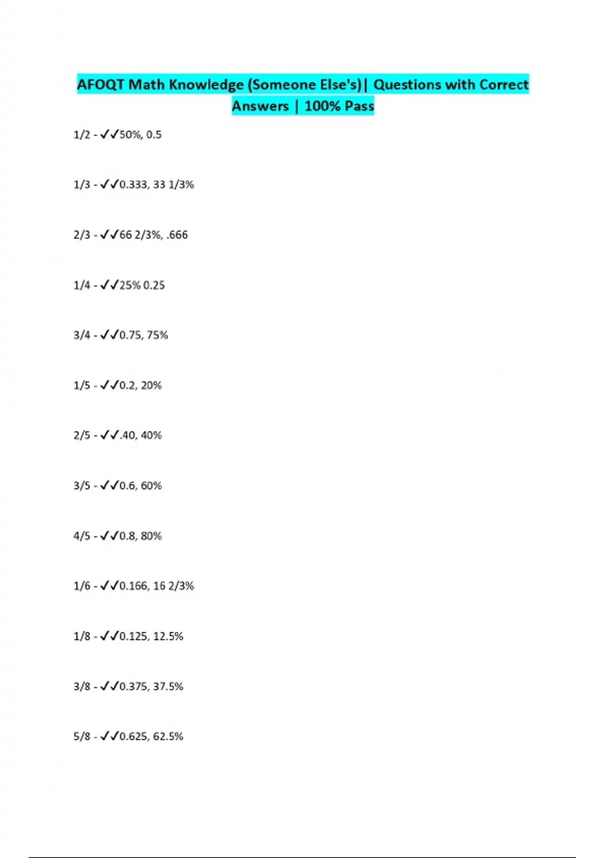 Afoqt Math Knowledge Someone Elses Questions With Correct Answers