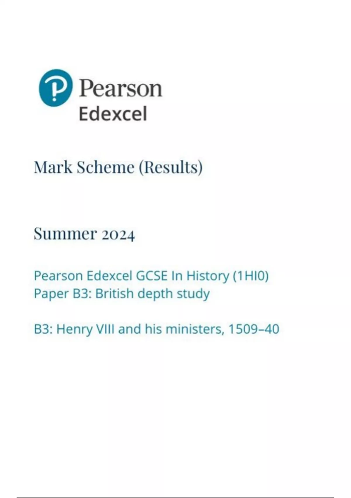 Pearson Edexcel GCSE In History (1HI0) Paper B3: 1hi0-b3 British depth ...