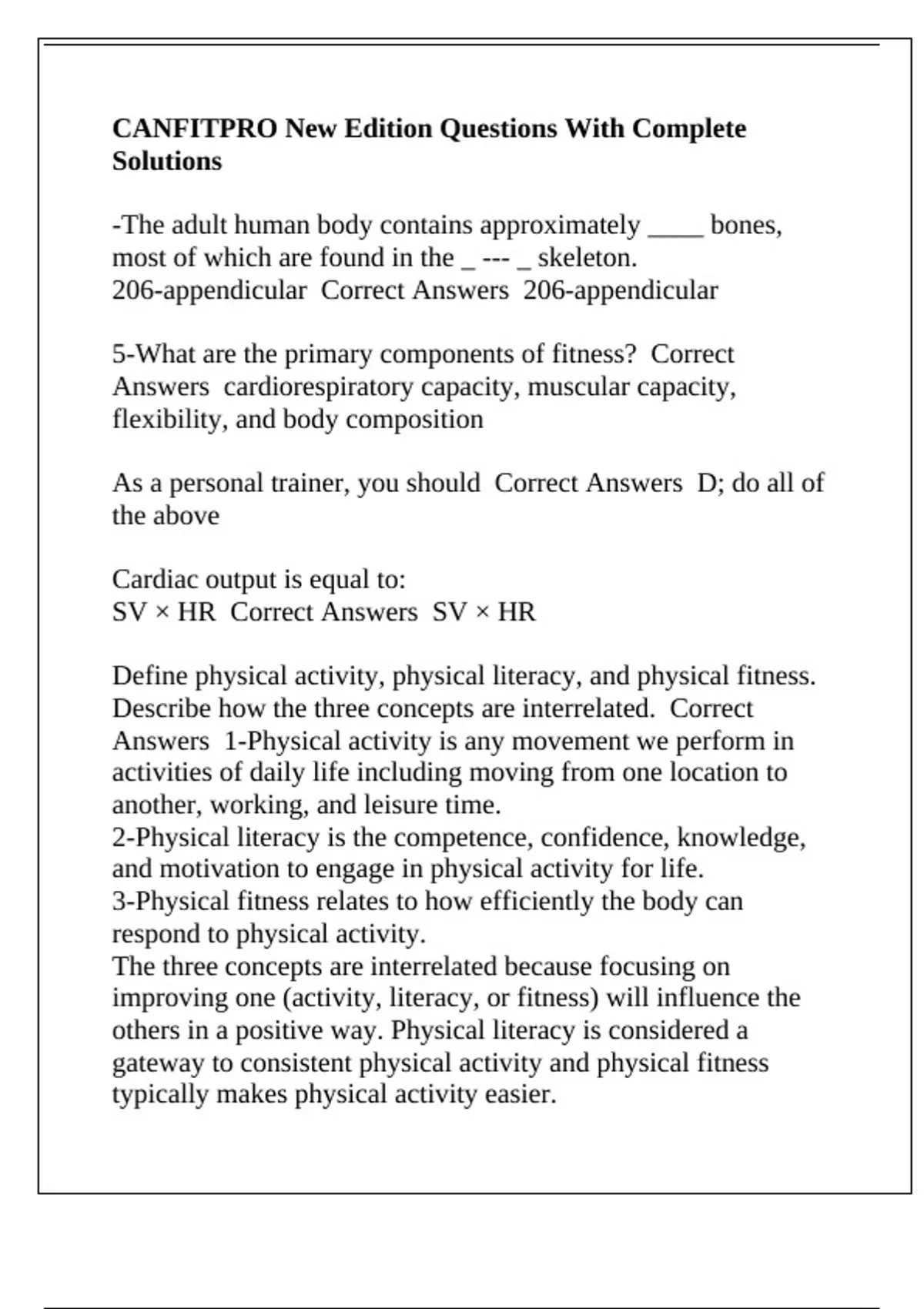 CANFITPRO New Edition Questions With Complete Solutions - CanfitPro - Stuvia US