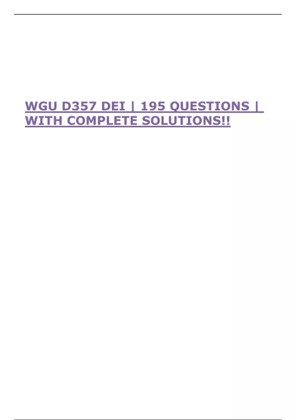 WGU D357 DEI | 195 QUESTIONS | WITH COMPLETE SOLUTIONS!! - WGU D357 ...