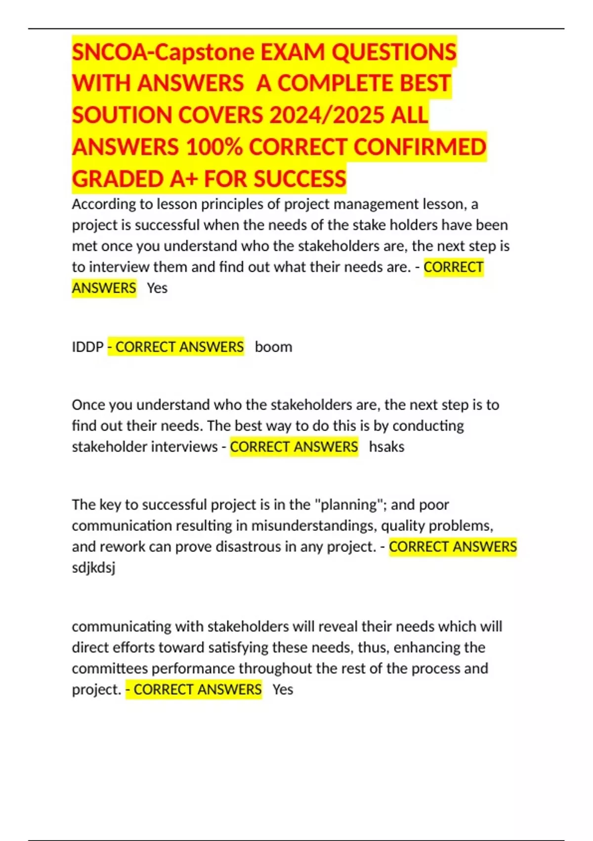 SNCOA-Capstone EXAM QUESTIONS WITH ANSWERS A COMPLETE BEST SOUTION ...
