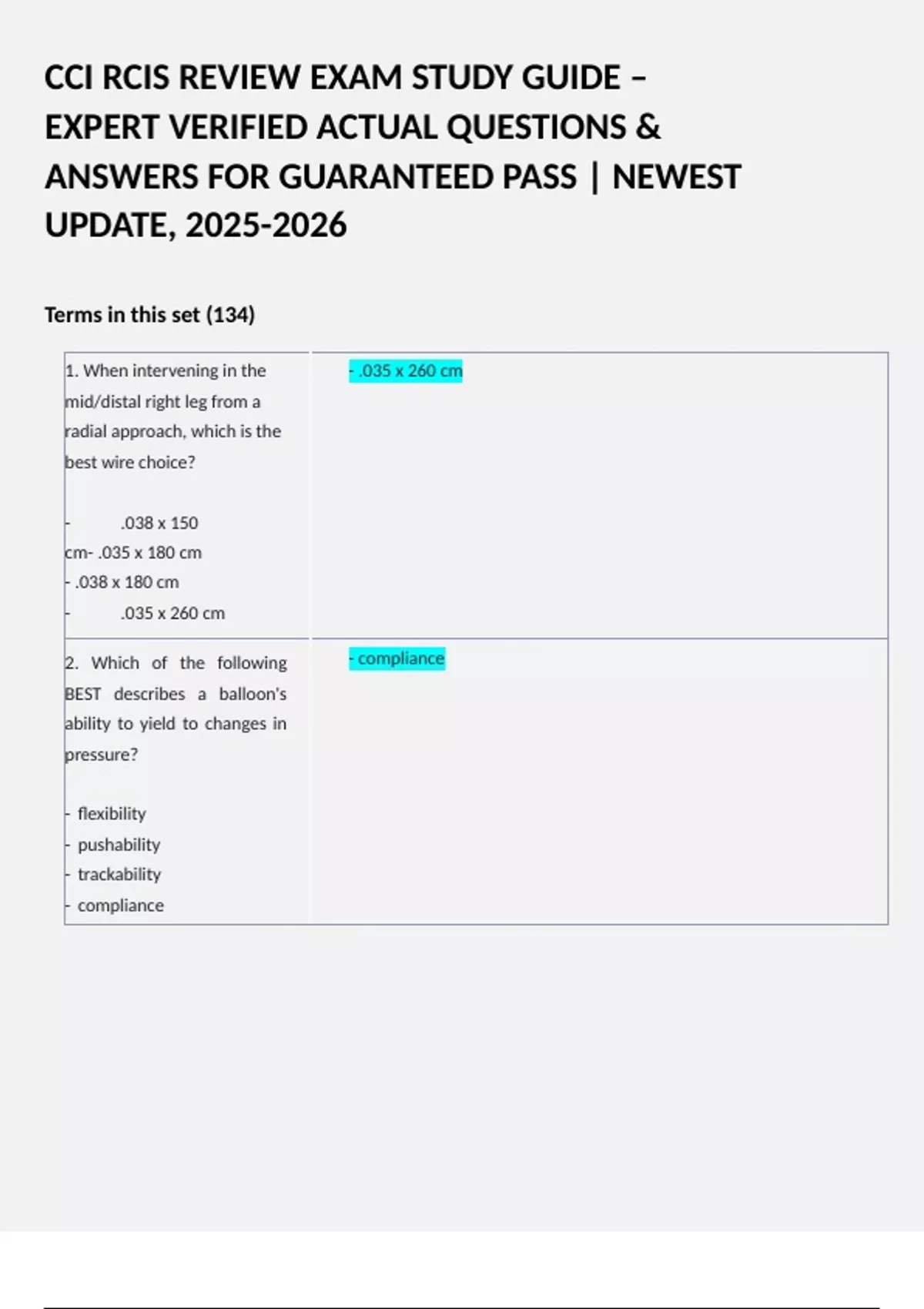 CCI RCIS REVIEW EXAM STUDY GUIDE – EXPERT VERIFIED ACTUAL QUESTIONS & ANSWERS FOR GUARANTEED ...