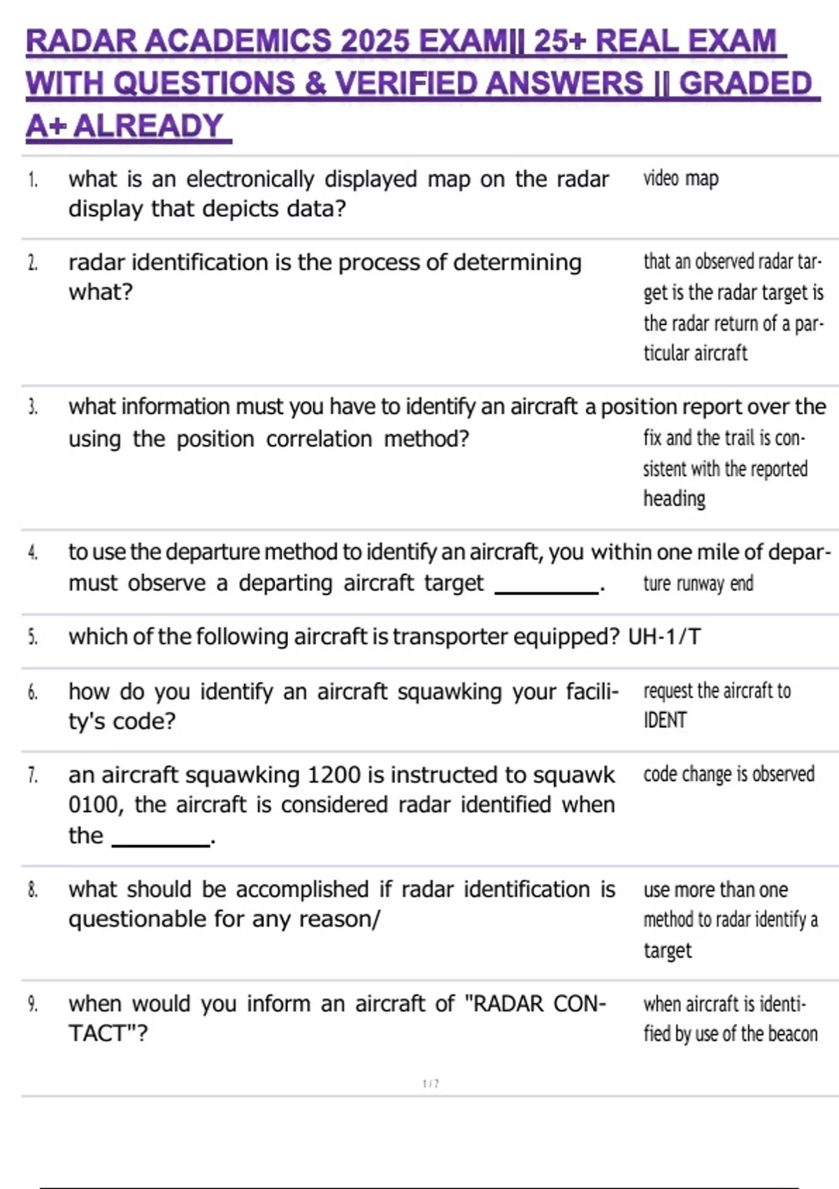 RADAR ACADEMICS 2025 EXAM|| 25+ REAL EXAM WITH QUESTIONS & VERIFIED ANSWERS || GRADED A+ ALREADY ...