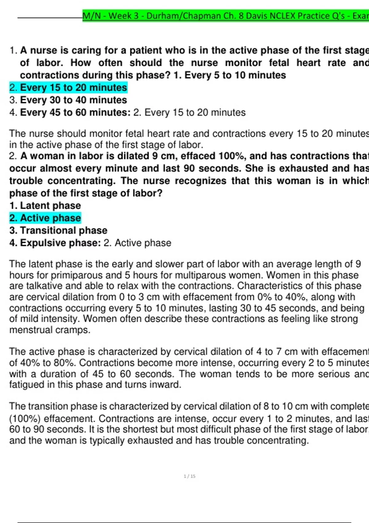 Test bank for davis advantage for maternal-newborn nursing the critical ...