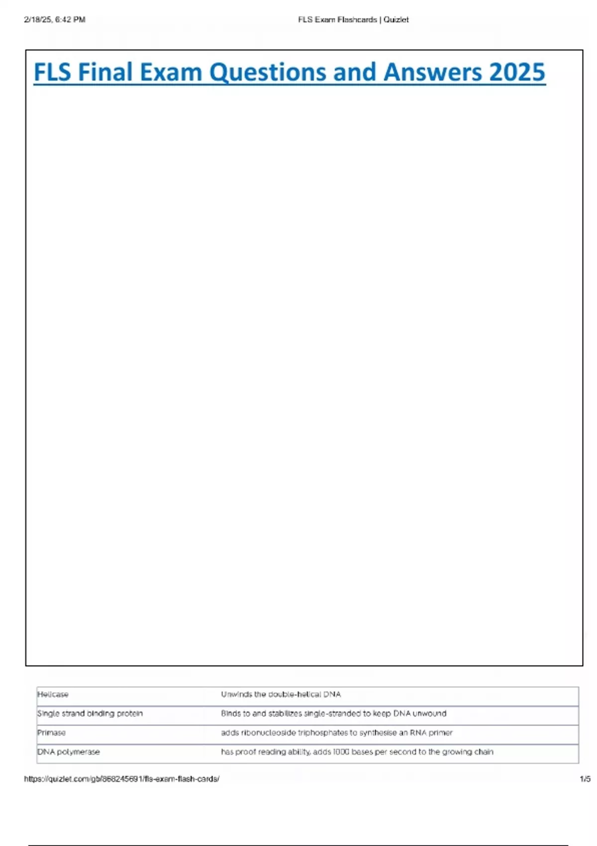 FLS Final Exam Questions and Answers 2025 - FLS - Stuvia US