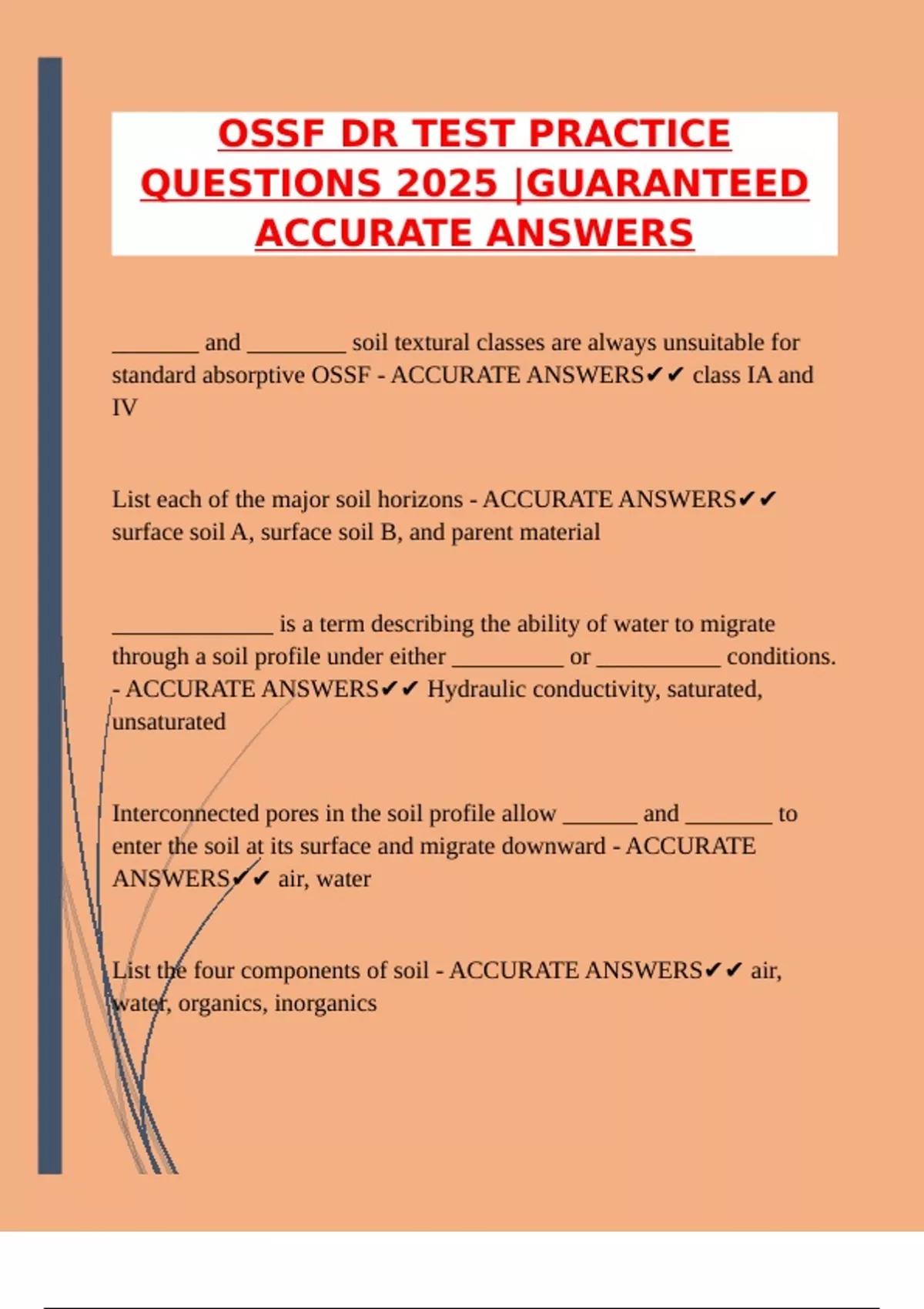 OSSF DR TEST PRACTICE QUESTIONS 2025 |GUARANTEED ACCURATE ANSWERS ...