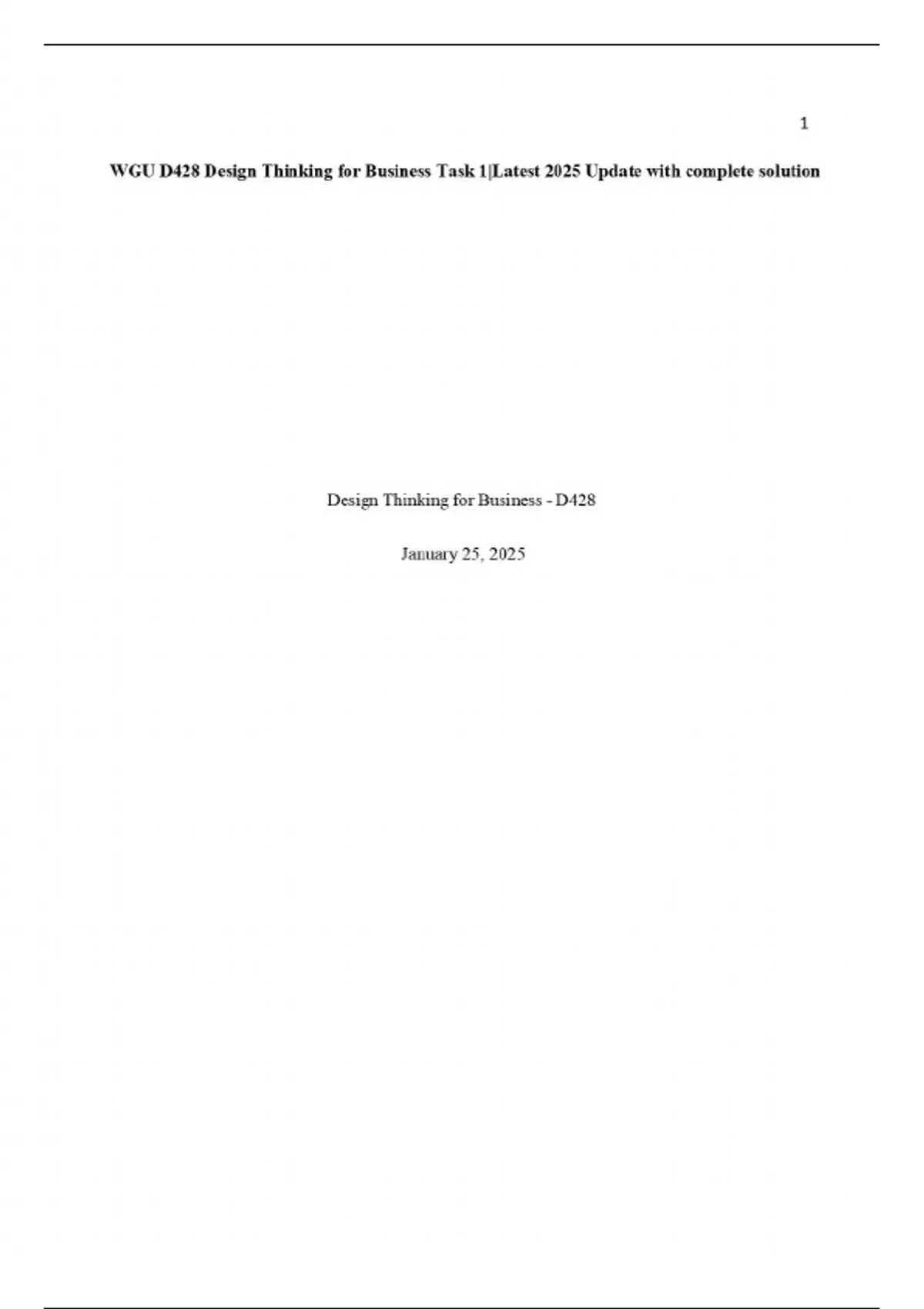 WGU D428 Design Thinking for Business Task 1|Latest 2025 Update with ...