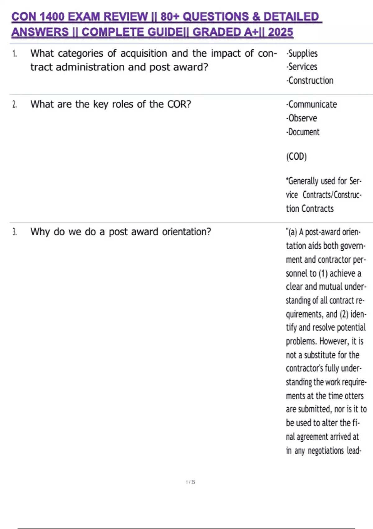 CON 1400 EXAM REVIEW || 80+ QUESTIONS & DETAILED ANSWERS || COMPLETE ...