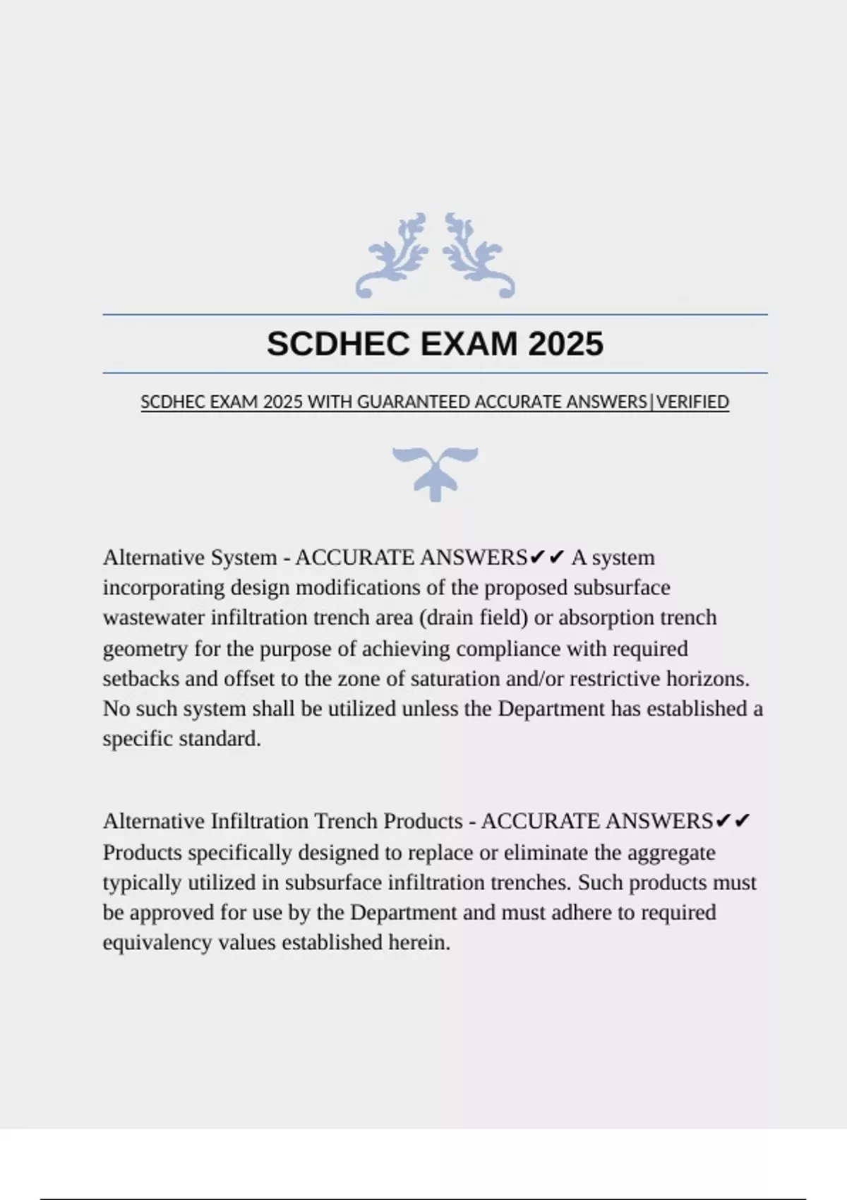 SCDHEC EXAM 2025 WITH GUARANTEED ACCURATE ANSWERS|VERIFIED - SCDHEC ...