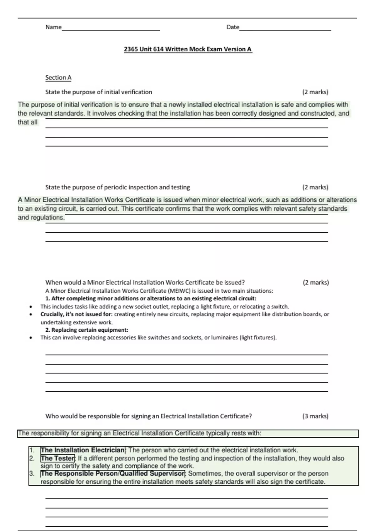 2365 Unit 614 Written Mock Exam Version A Questions and Answers|2025 ...