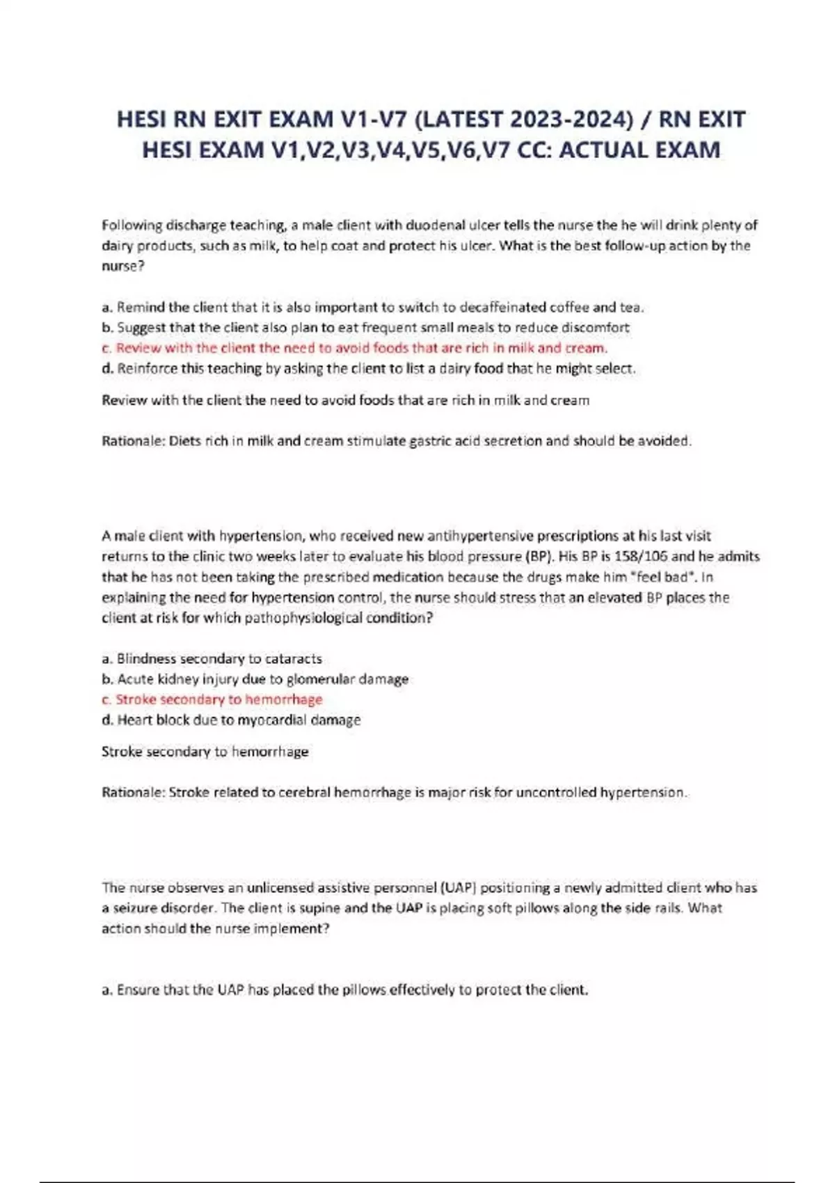 HESI RN EXIT EXAM VERSIONS I-7(V1,V2,V3,V4,V5,V6&V7) WITH REAL ...