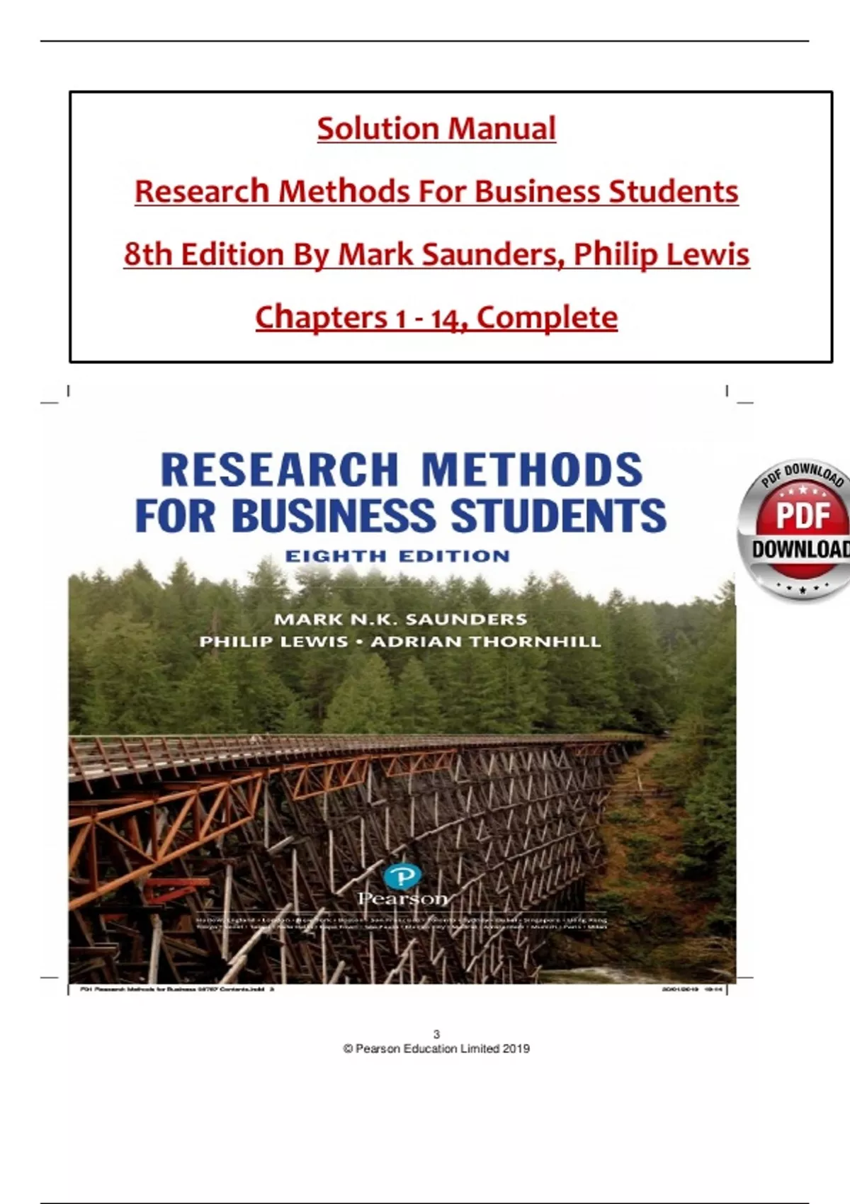 Solution Manual For Research Methods For Business Students, 8th Edition ...