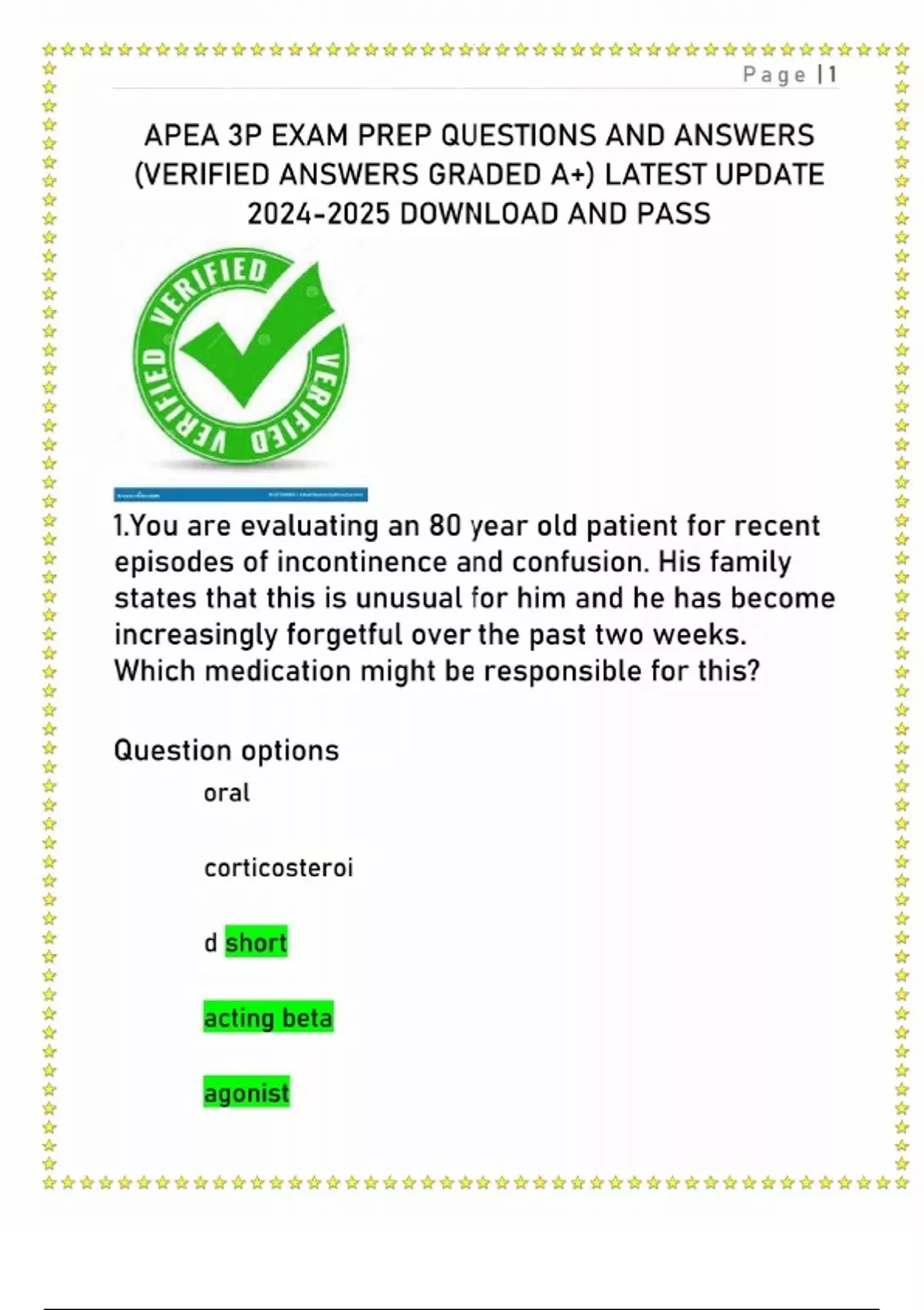 Apea 3p exam prep questions and answers verified answers graded a ...