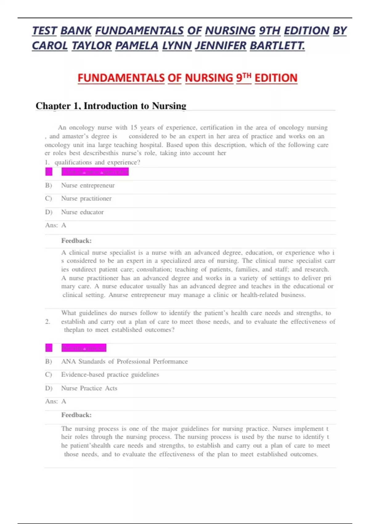 Test_Bank_Fundamentals_Of_Nursing_9th_Edition_By_Carol_Taylor_Questions ...