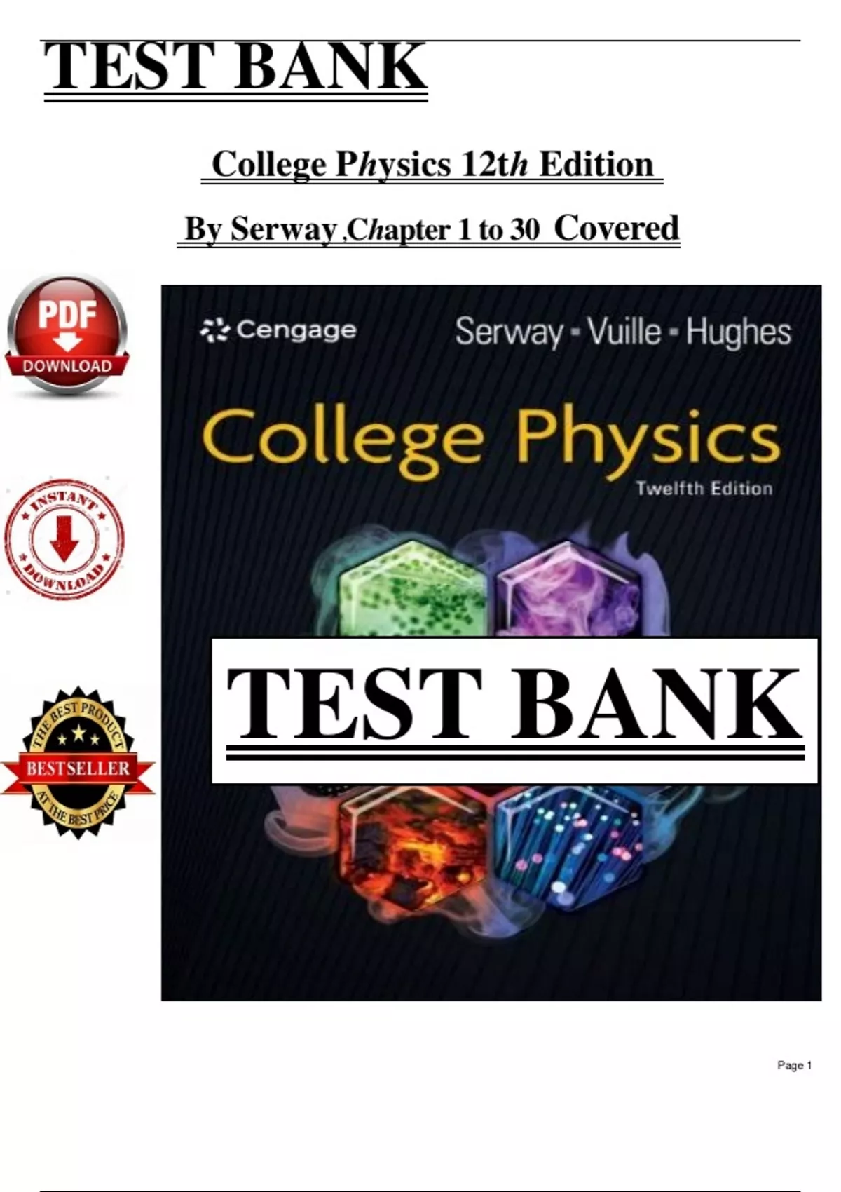 College Physics 12th Edition By Serway - Test Bank, All 30 Chapters ...