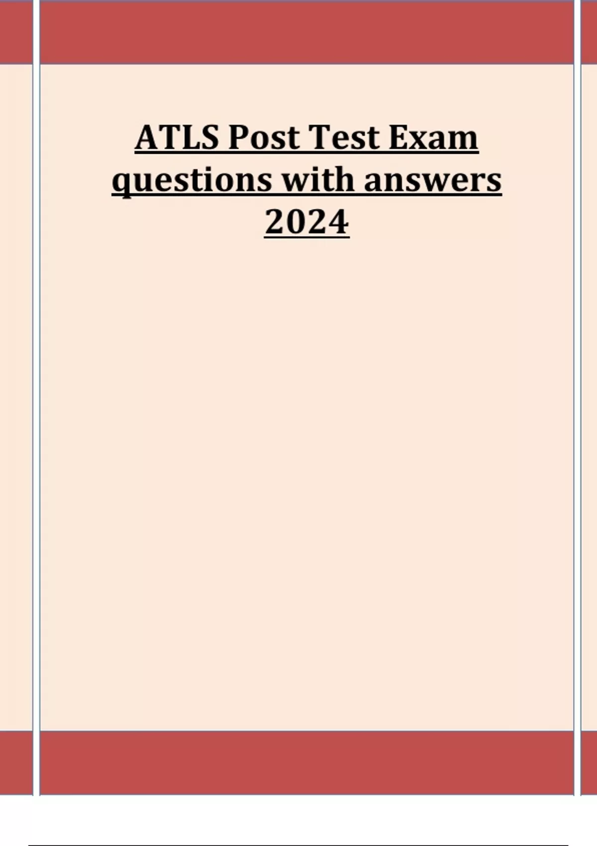 ATLS Post Test Exam questions with answers - ATLS Post prep - Stuvia US