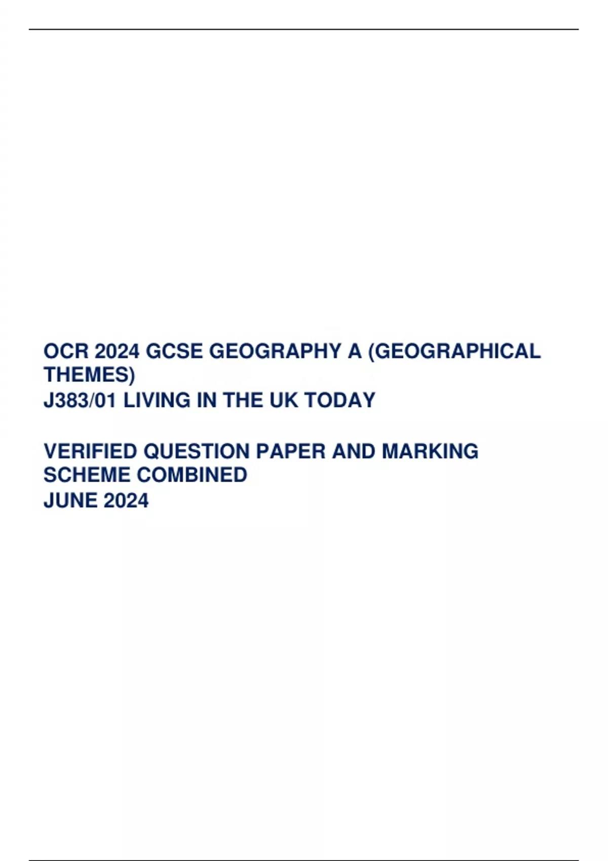 OCR 2024 GCSE GEOGRAPHY A (GEOGRAPHICAL THEMES) J383/01 LIVING IN THE ...