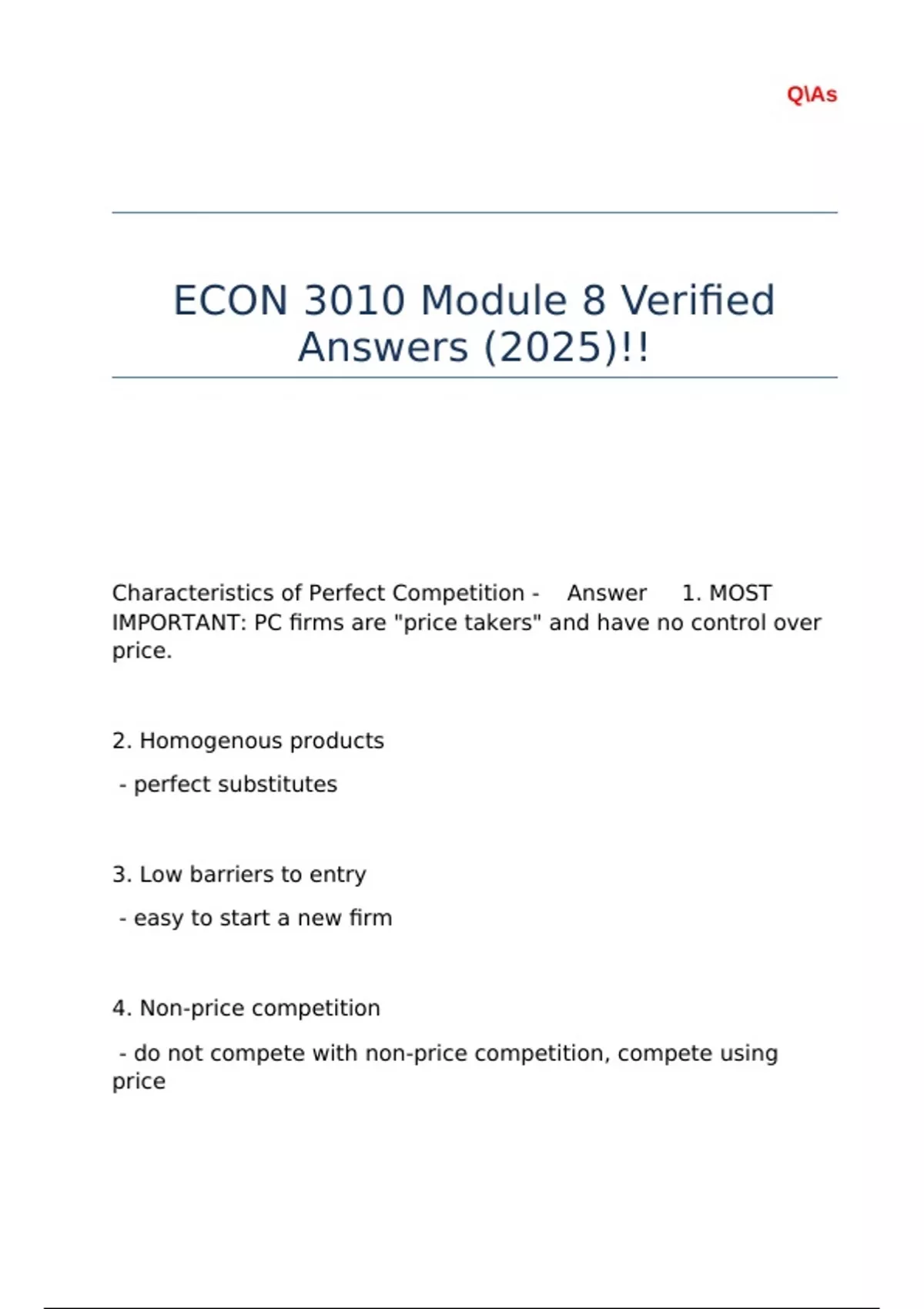 ECON 3010 Module 8 Verified Answers (2025)!! - ECON 3010 - Stuvia US