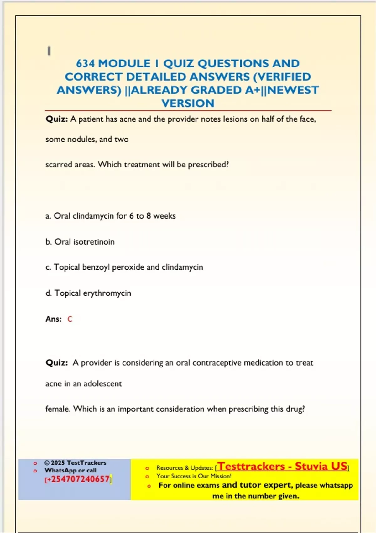 634 MODULE 1 QUIZ QUESTIONS AND CORRECT DETAILED ANSWERS (VERIFIED ...