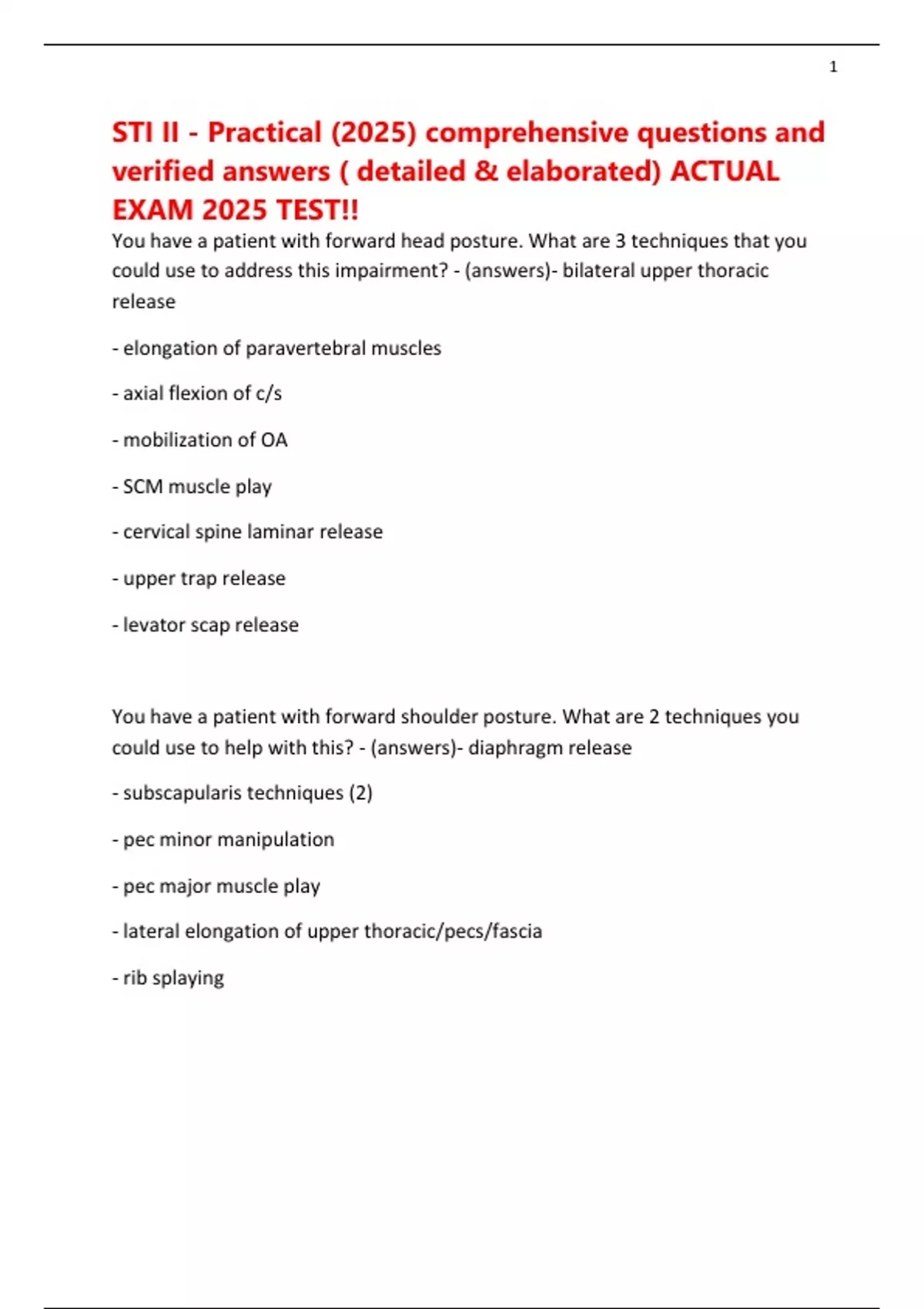 STI II - Practical (2025) comprehensive questions and verified answers ...
