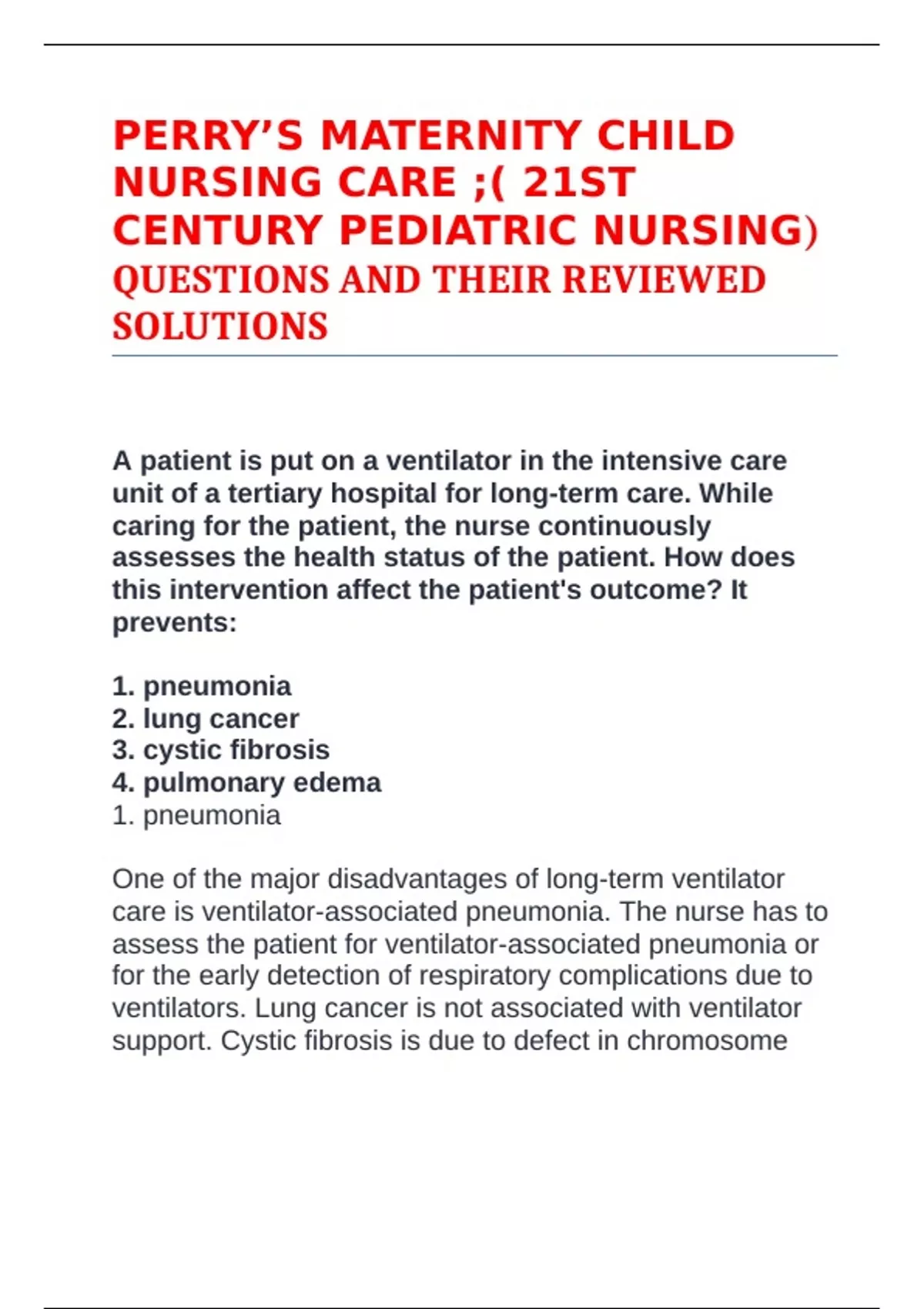 PERRY’S MATERNITY CHILD NURSING CARE ;( 21ST CENTURY PEDIATRIC NURSING ...