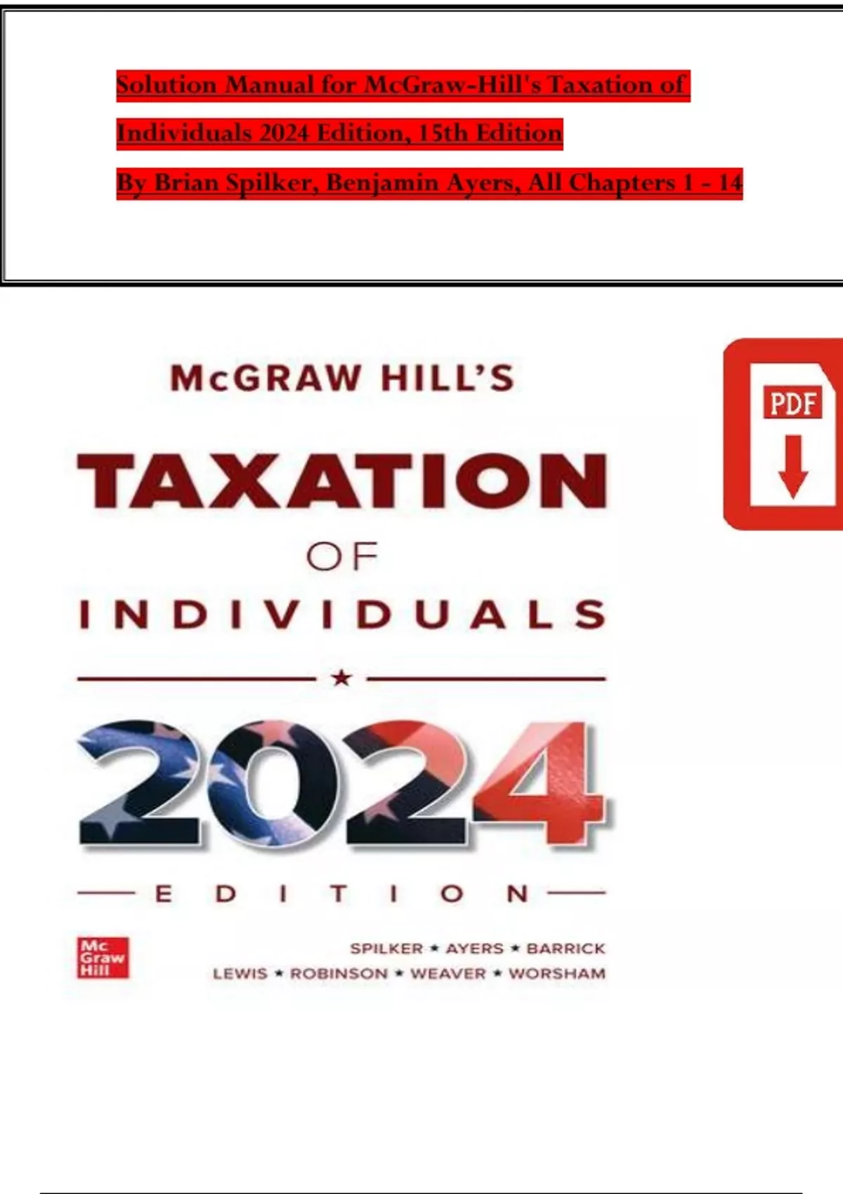 Solution Manual for McGraw-Hill's Taxation of Individuals 2024 Edition ...