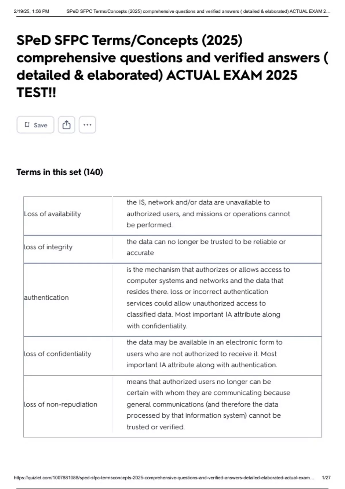 SPeD SFPC Terms/Concepts (2025) comprehensive questions and verified ...