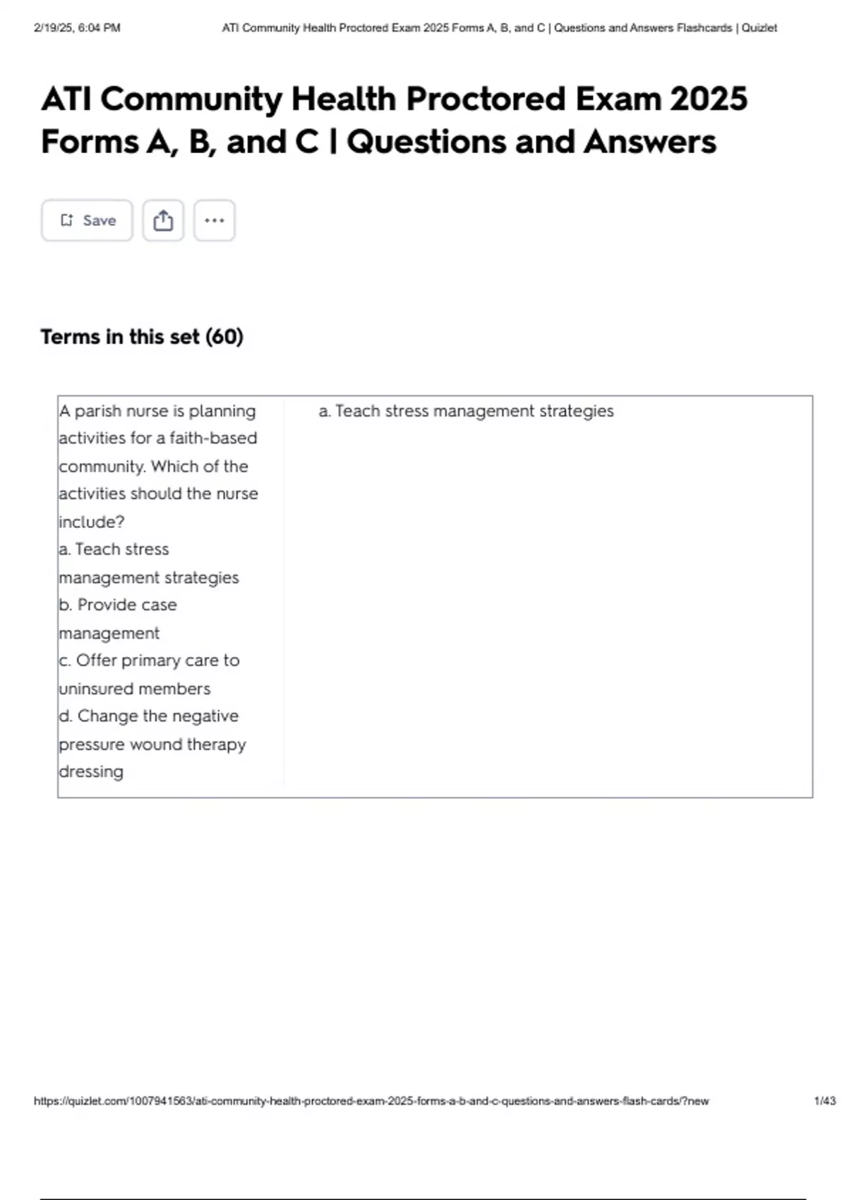 ATI Community Health Proctored Exam 2025 Forms A, B, and C | Questions ...
